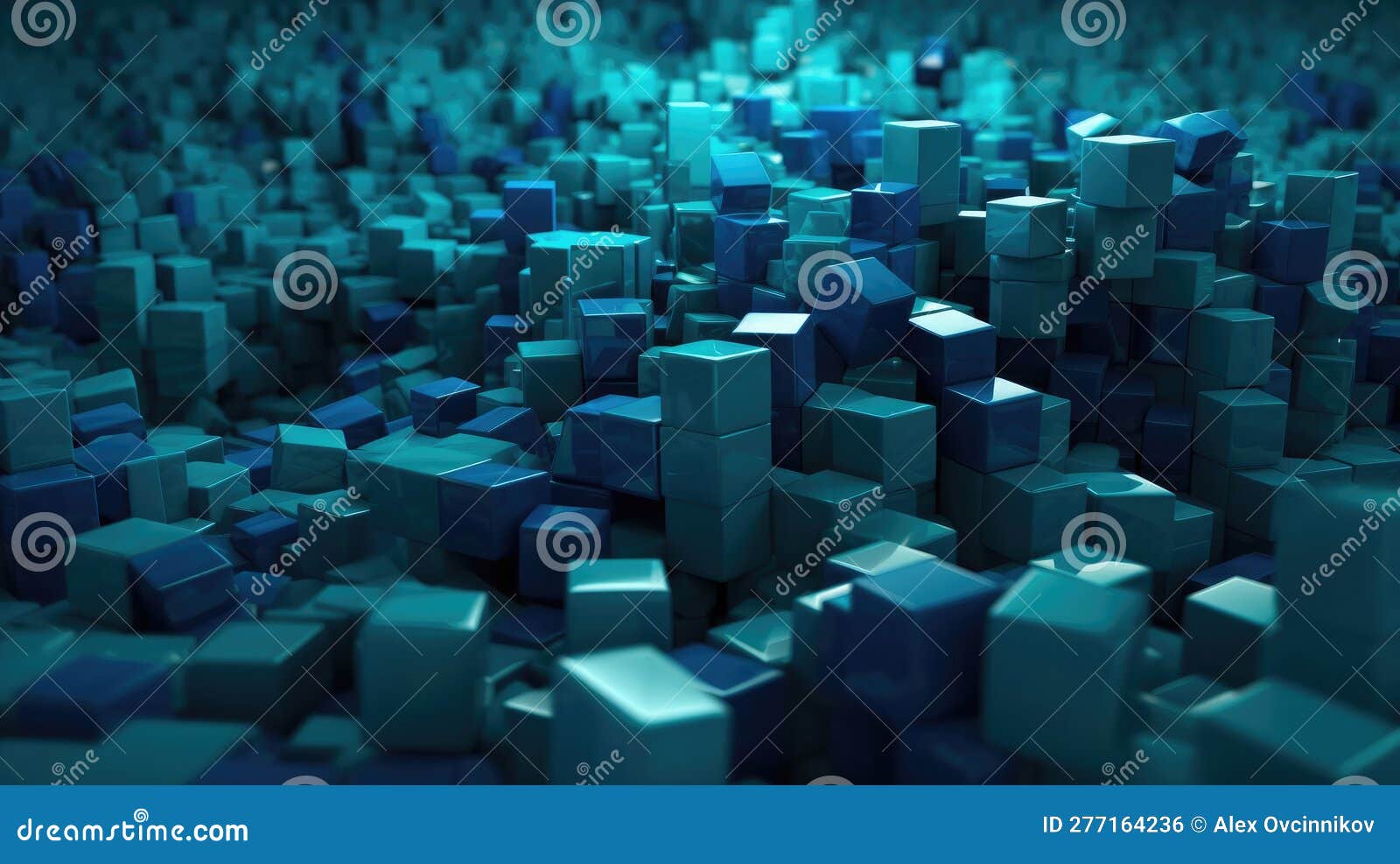 Emerald and Azure Scattered 3D Cube Wall Background for Digital Designs ...