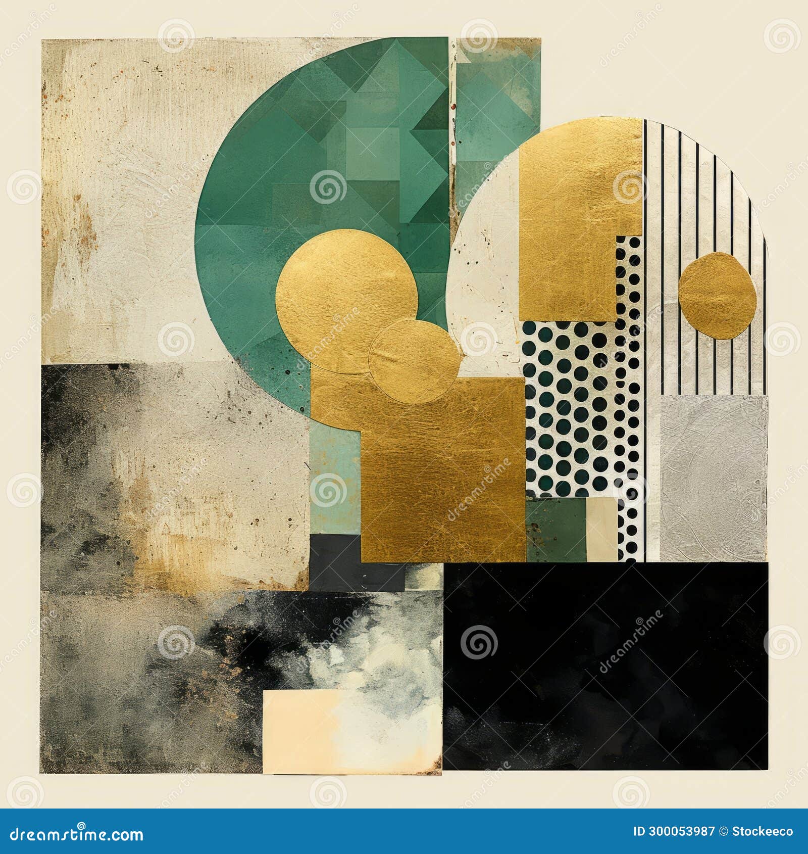 Emerald and Beige: a Captivating Abstract Painting with Geometric Forms ...