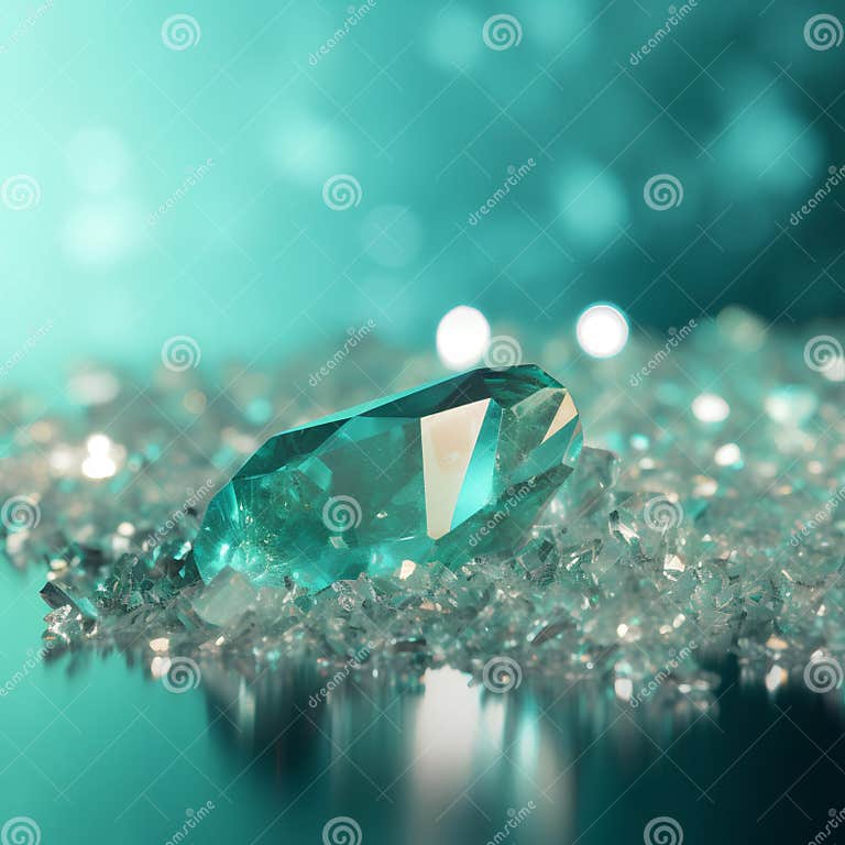Emerald on a Blue Background with Bokeh. 3d Illustration Stock ...