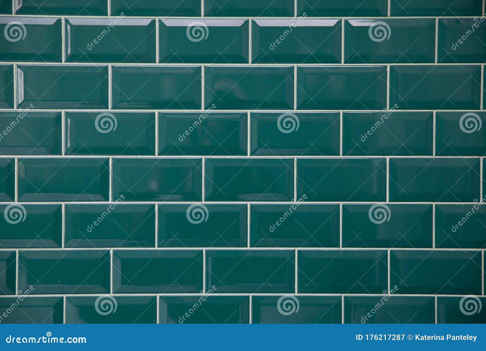 Emerald Bricks. Brick Type Tile with White Seams. Bricks are Laid Out ...