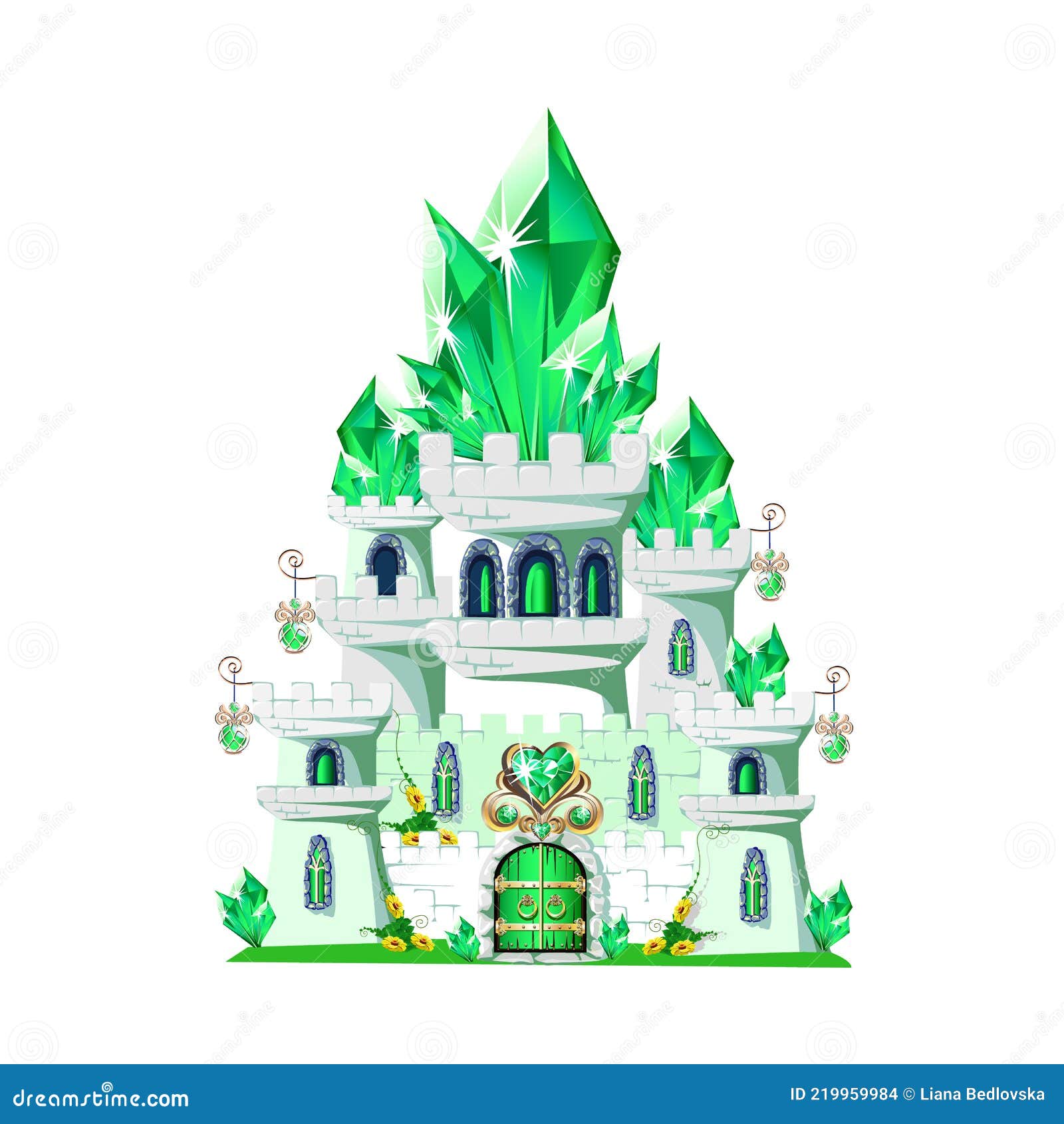 Emerald Castle is Adorned with Emerald Crystals and Jewelry Stock ...