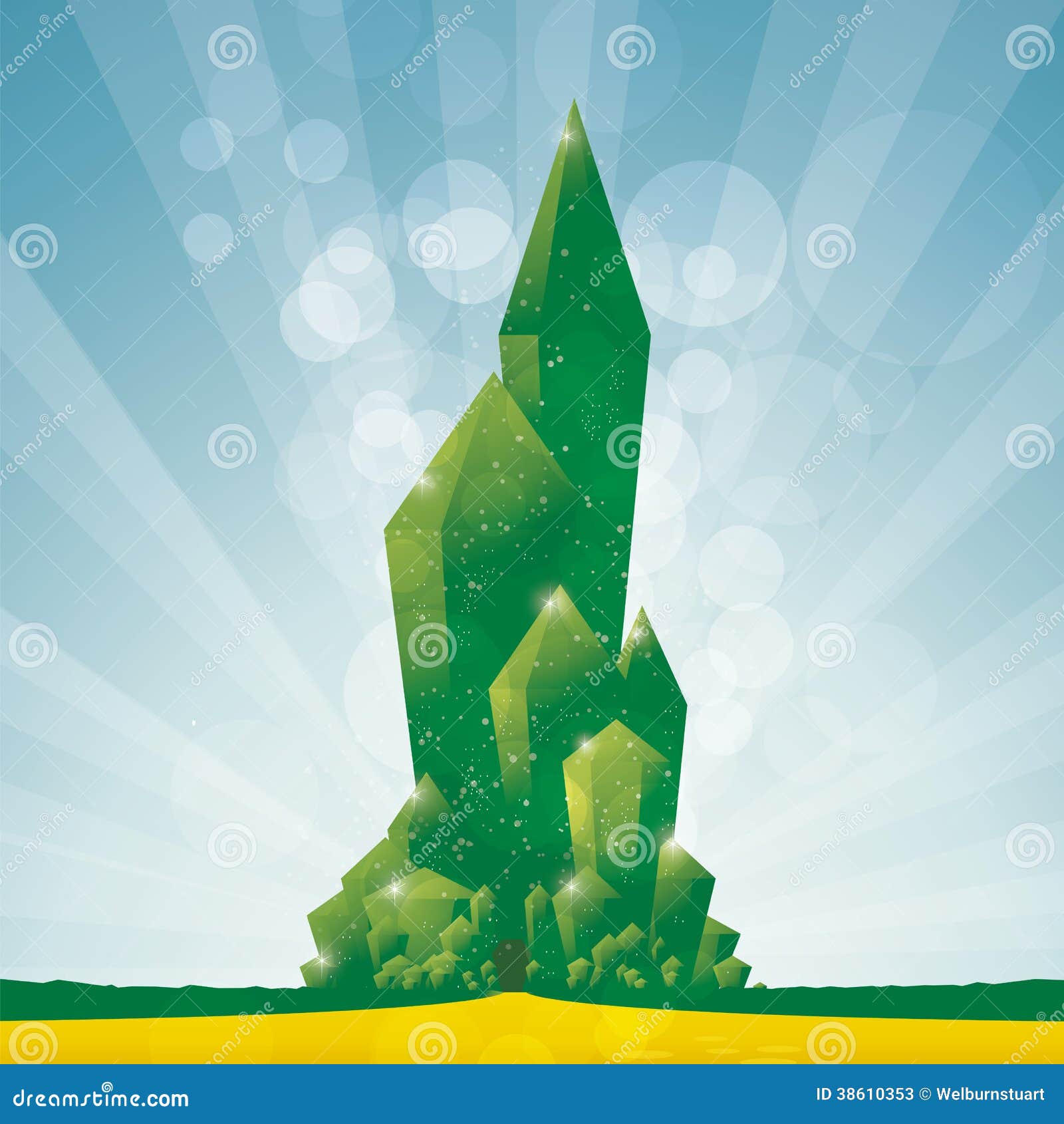 Emerald city square stock vector. Illustration of road - 38610353