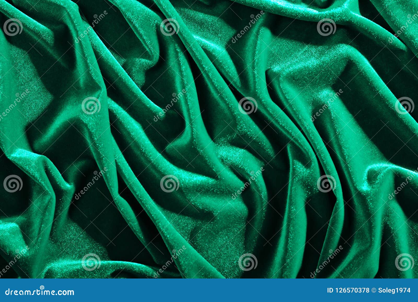 Emerald Color Velvet Textiles for Background or Texture, Wrinkled and ...
