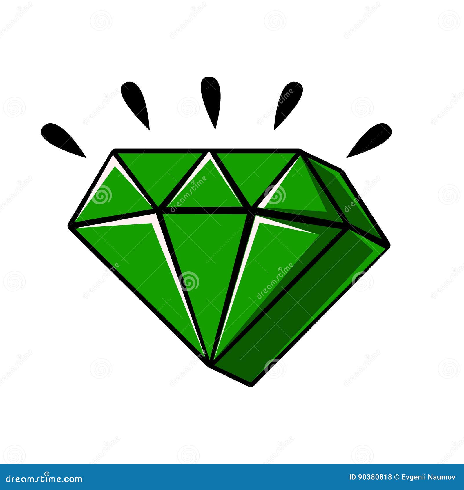 Emerald Crystal of a Diamond Shape, Vector Comic Illustration Stock ...