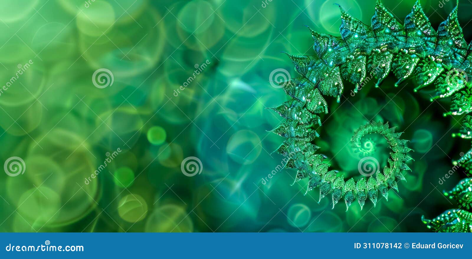 Abstract Fractal Spiral in Shimmering Emerald Hues Stock Photo - Image ...