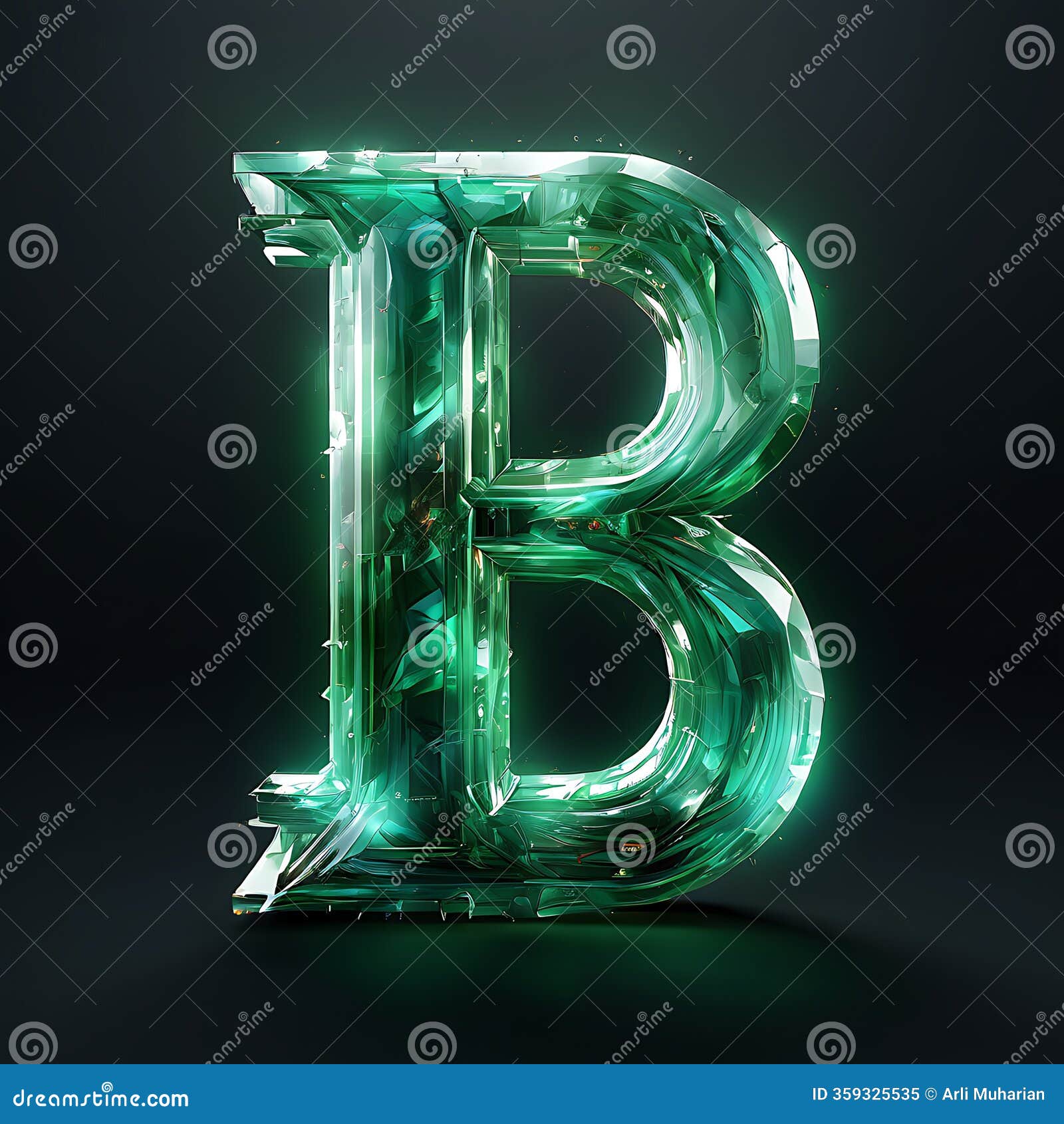 Emerald Glass Letter B 3D Render Stock Illustration - Illustration of ...