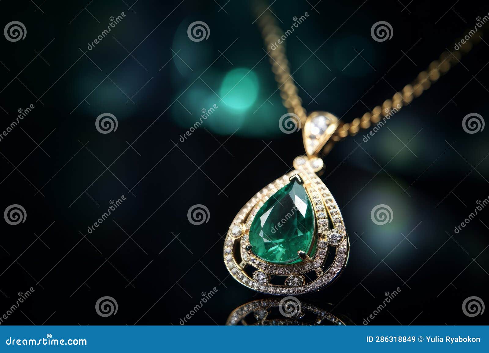 Emerald Golden Necklace. Generate Ai Stock Illustration - Illustration ...