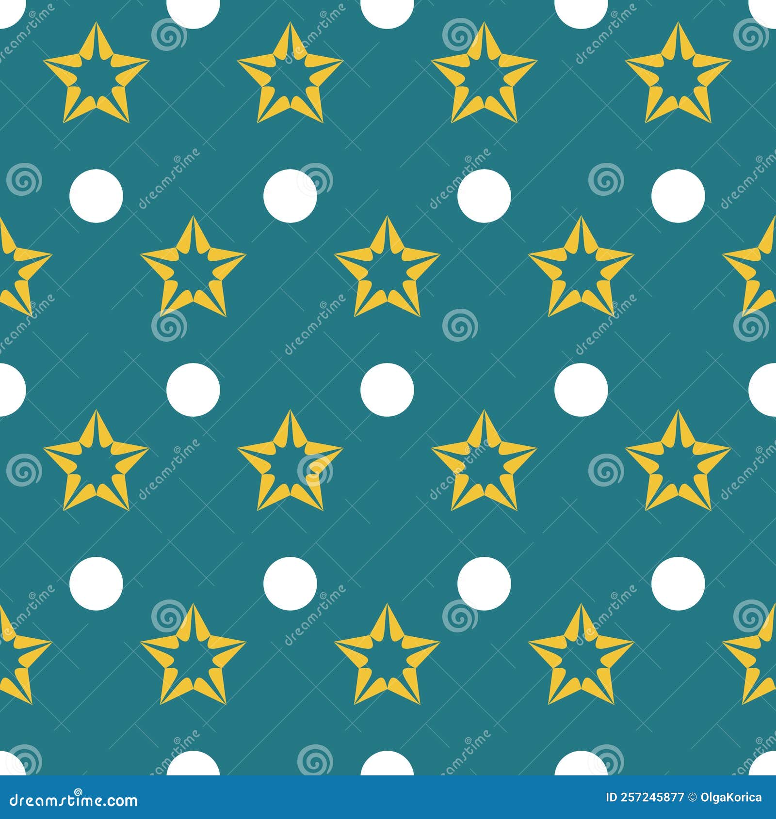 Emerald Green Decorative Seamless Pattern Star Asterisk on Dark ...