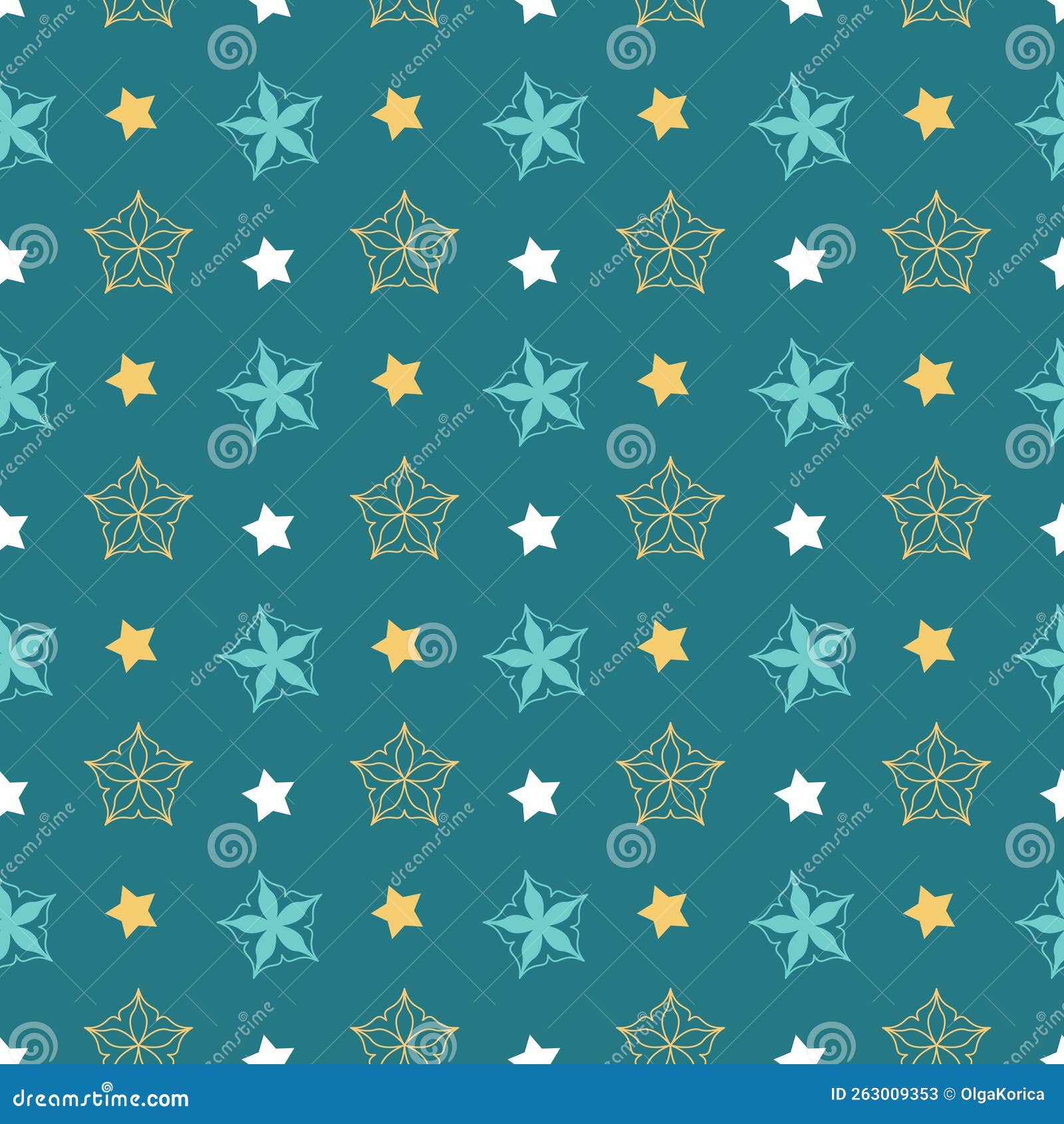 Emerald Green Decorative Seamless Pattern Star Asterisk, Design for ...
