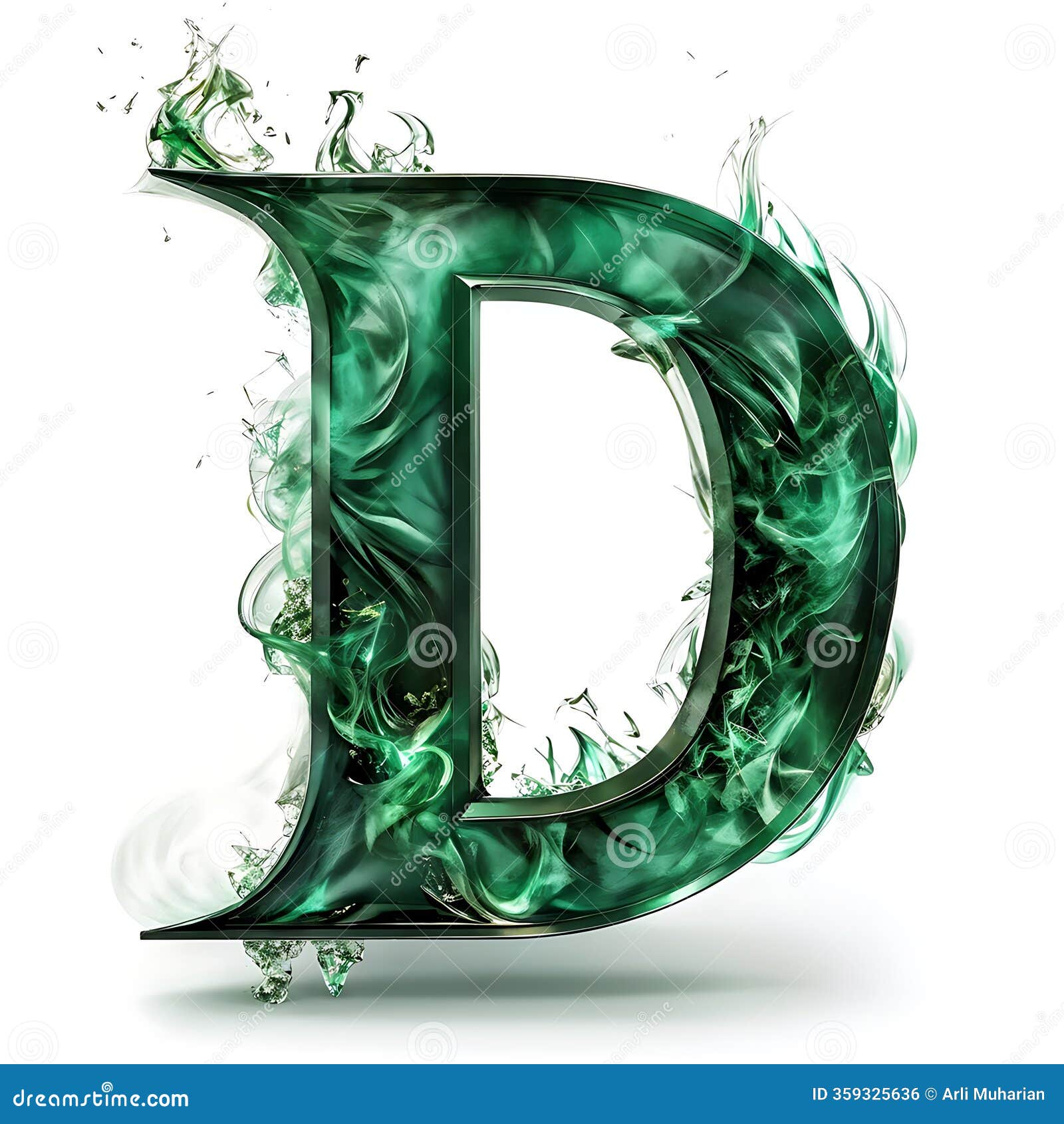 Emerald Green Fire Letter D Stock Illustration - Illustration of shadow ...