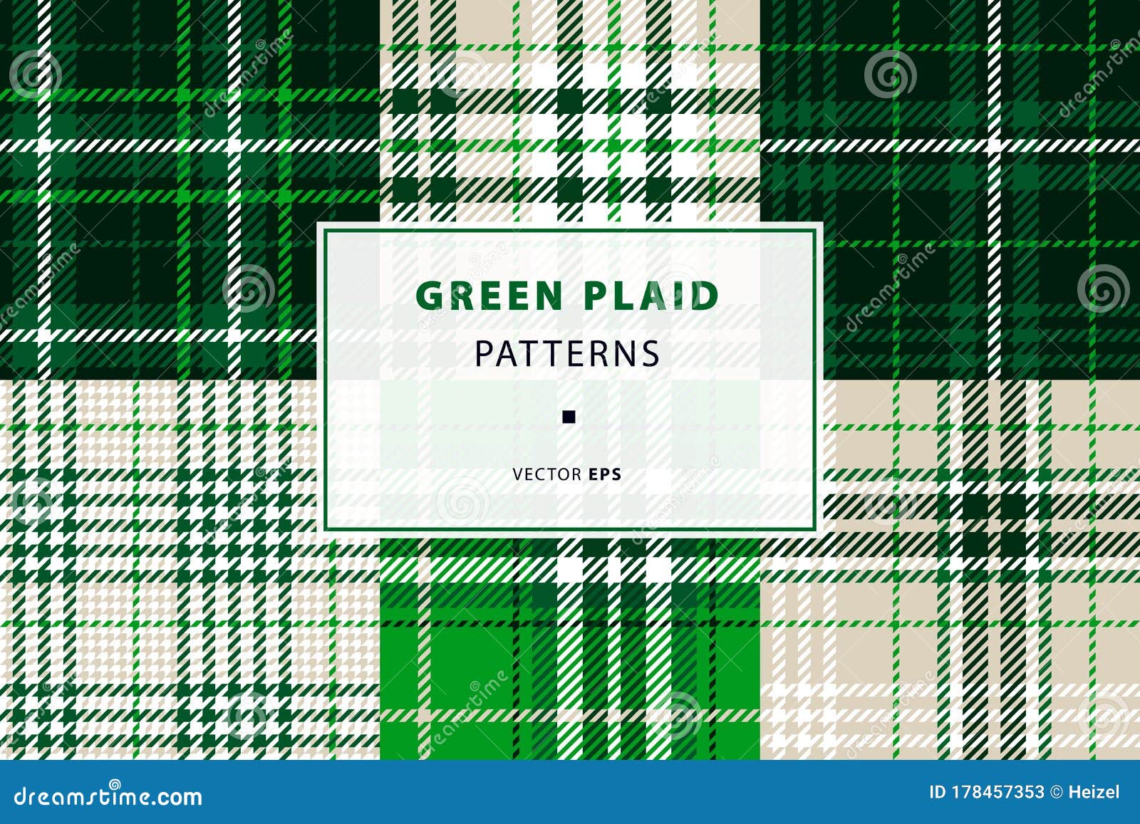Emerald green plaid set stock vector. Illustration of houndstooth ...