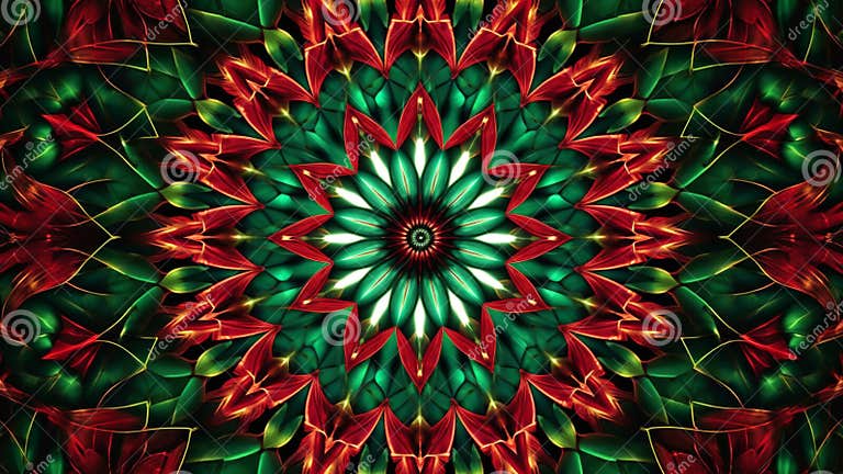Emerald Green and Ruby Red Kaleidoscopic Mandala Design Stock ...