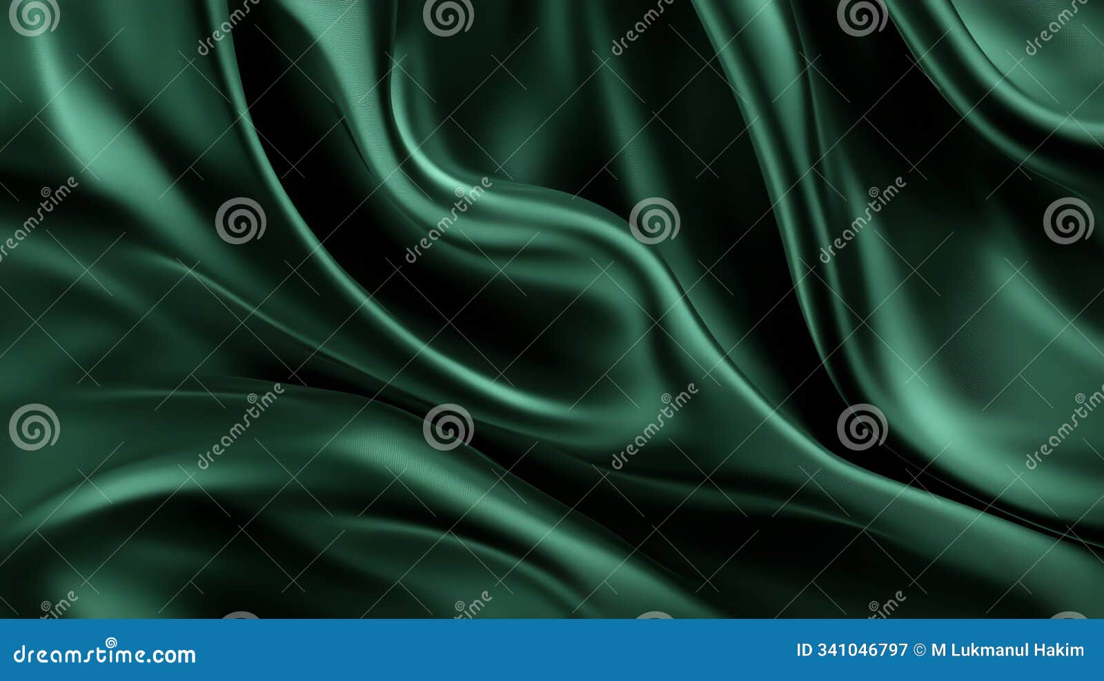 Emerald Green Satin Fabric with Smooth, Flowing Curves, Creating a ...