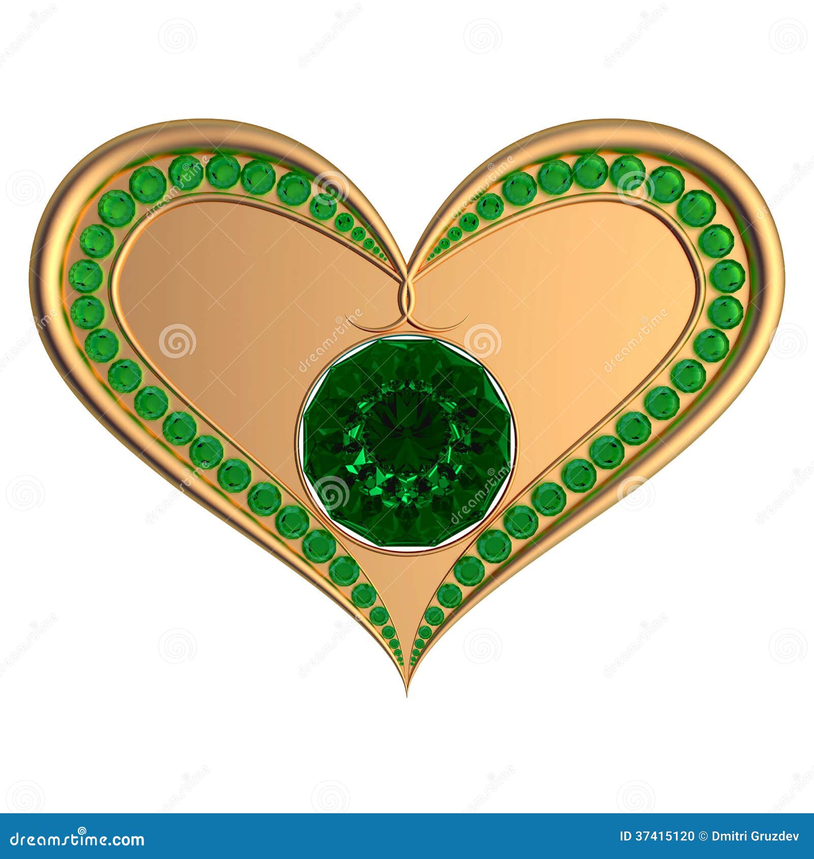 Emerald heart jewelry stock illustration. Illustration of crystal ...