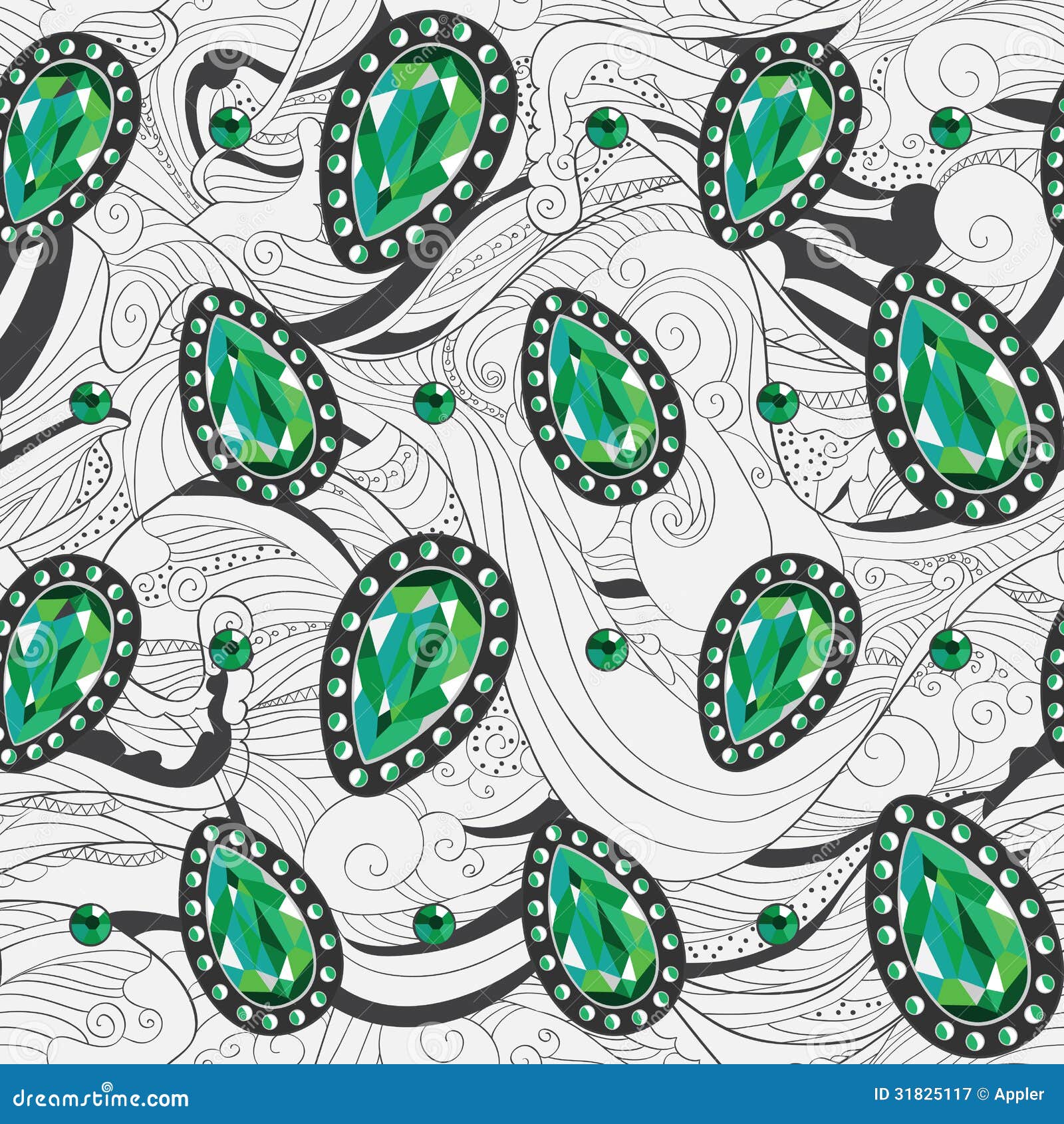 Emerald Jewelry Silver Pattern Royalty Free Stock Photography - Image ...