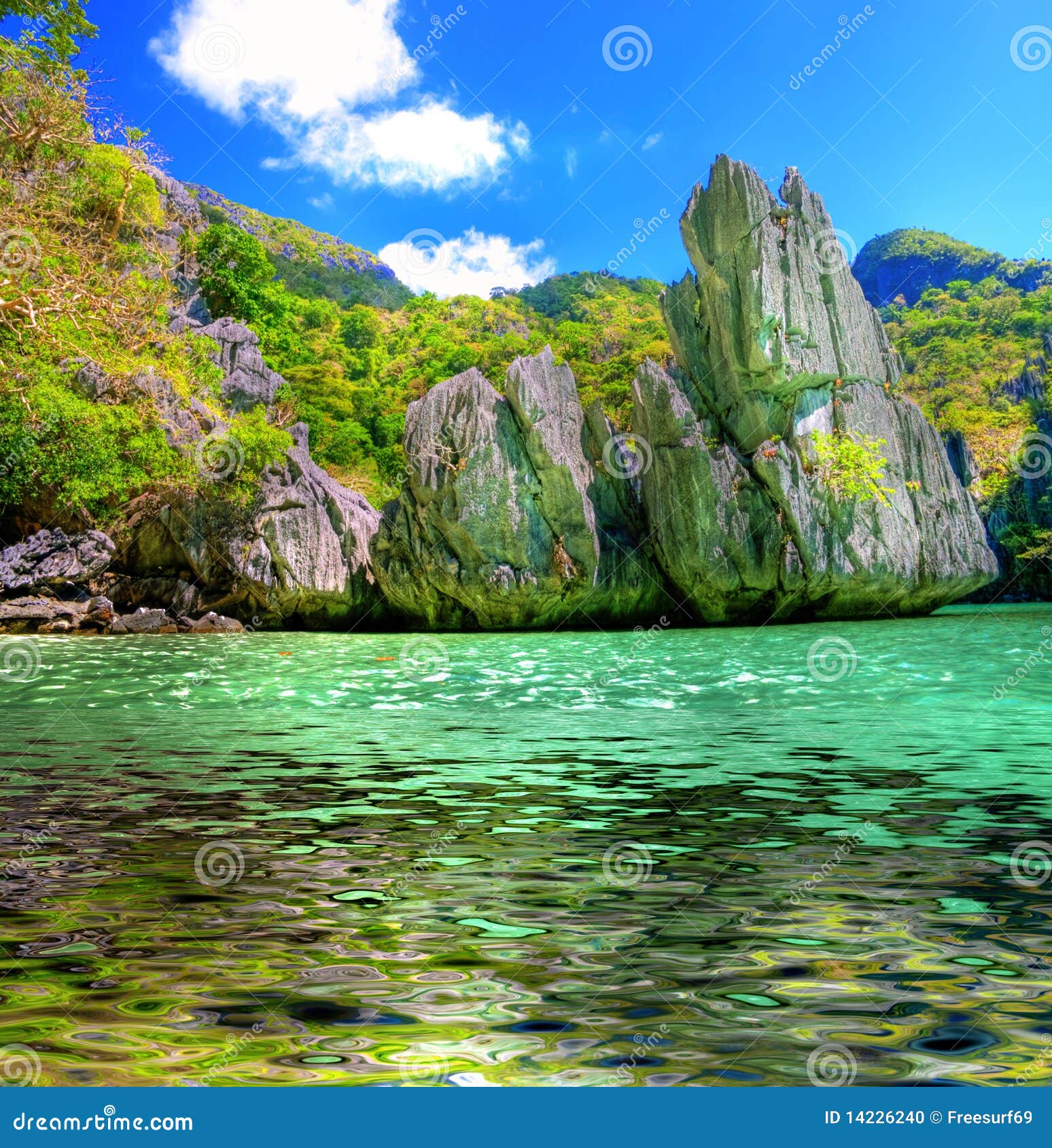 Emerald lagoon stock photo. Image of rock, flora, landscape - 14226240