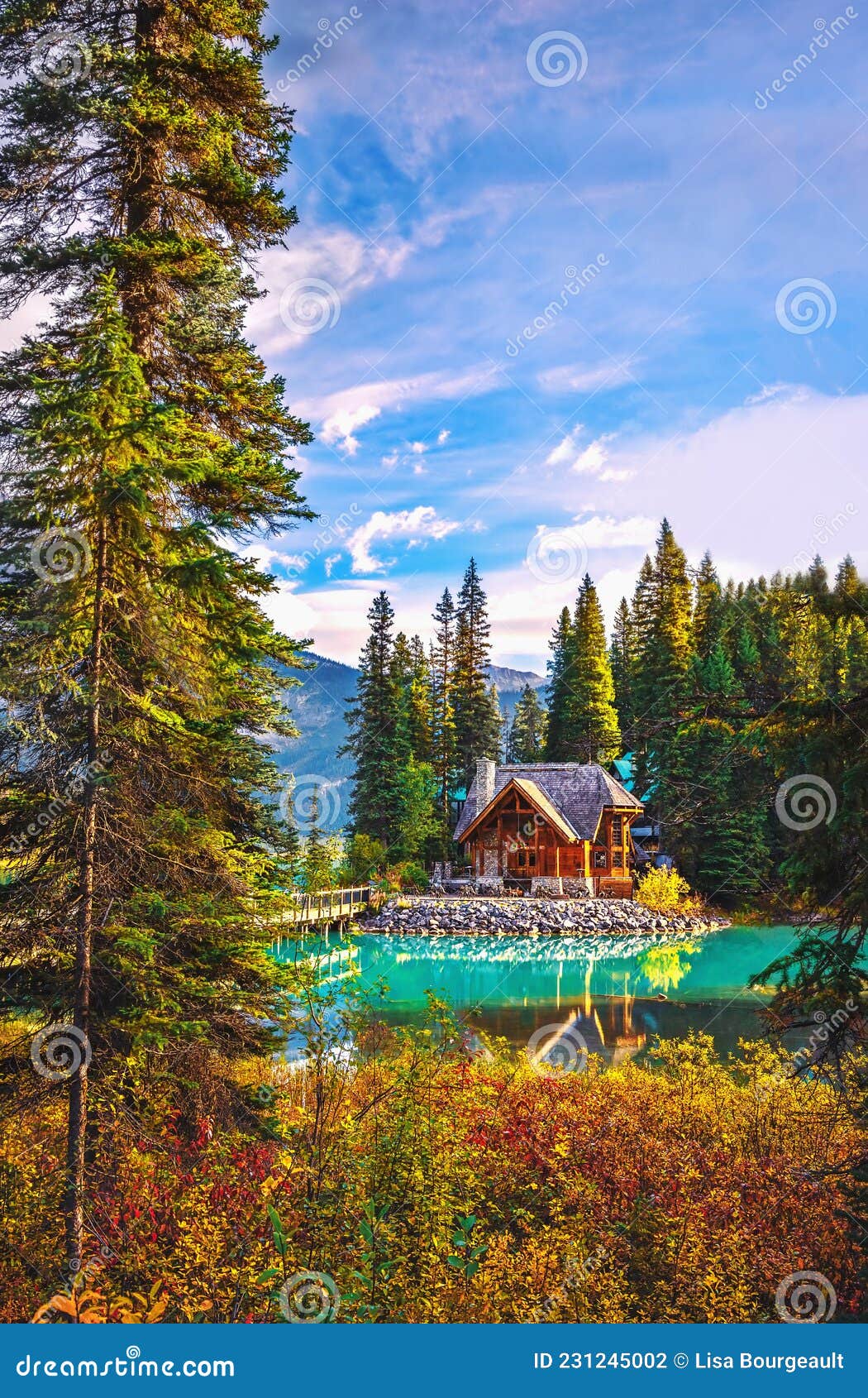Emerald Lake in the Fall stock photo. Image of view - 231245002