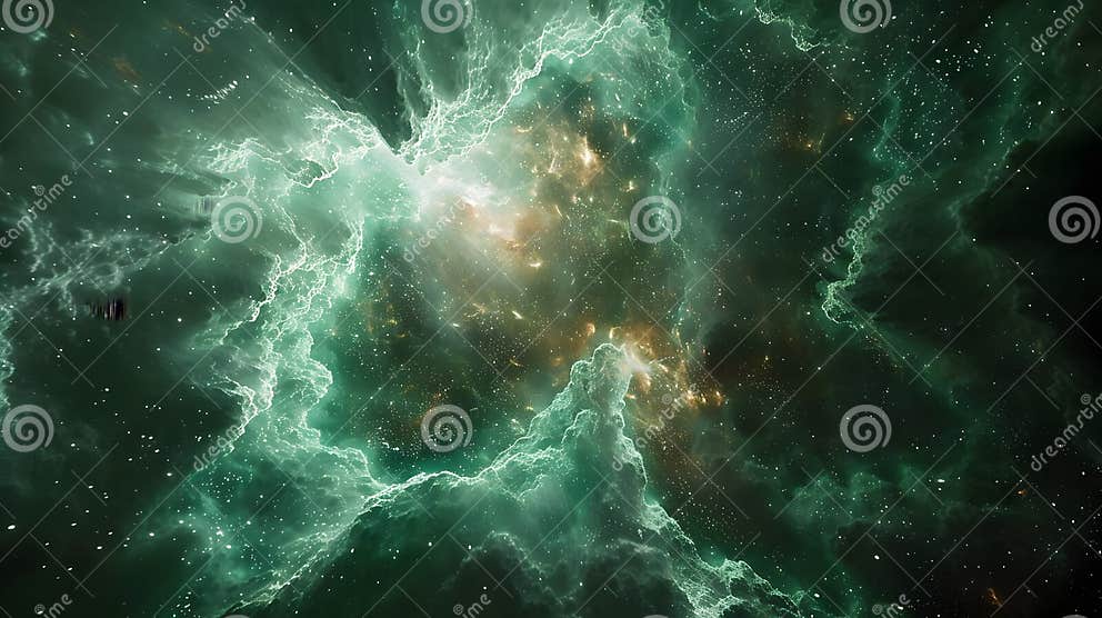 Emerald Nebula: Cosmic Cloudscape Illustration Stock Illustration ...