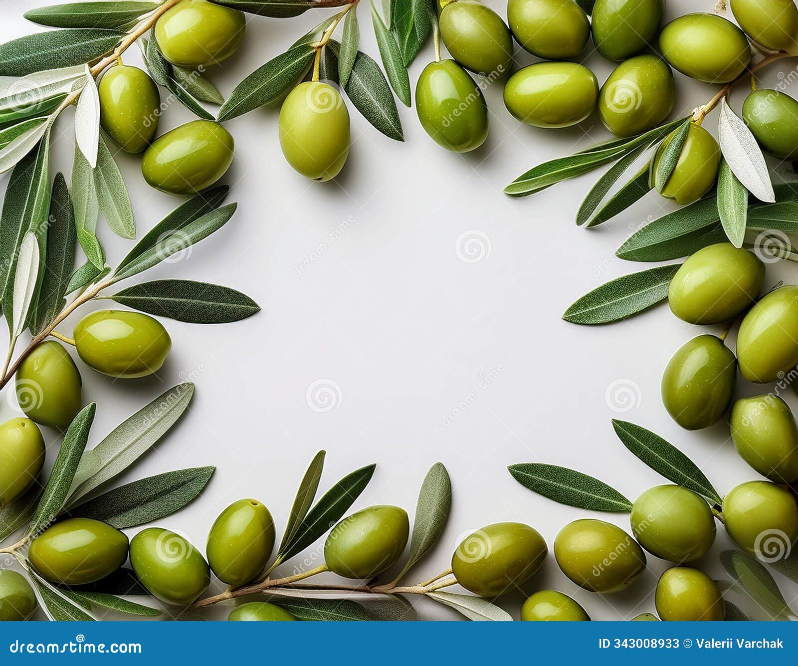 Emerald Oasis Olive Tree Border on White Background Stock Illustration ...