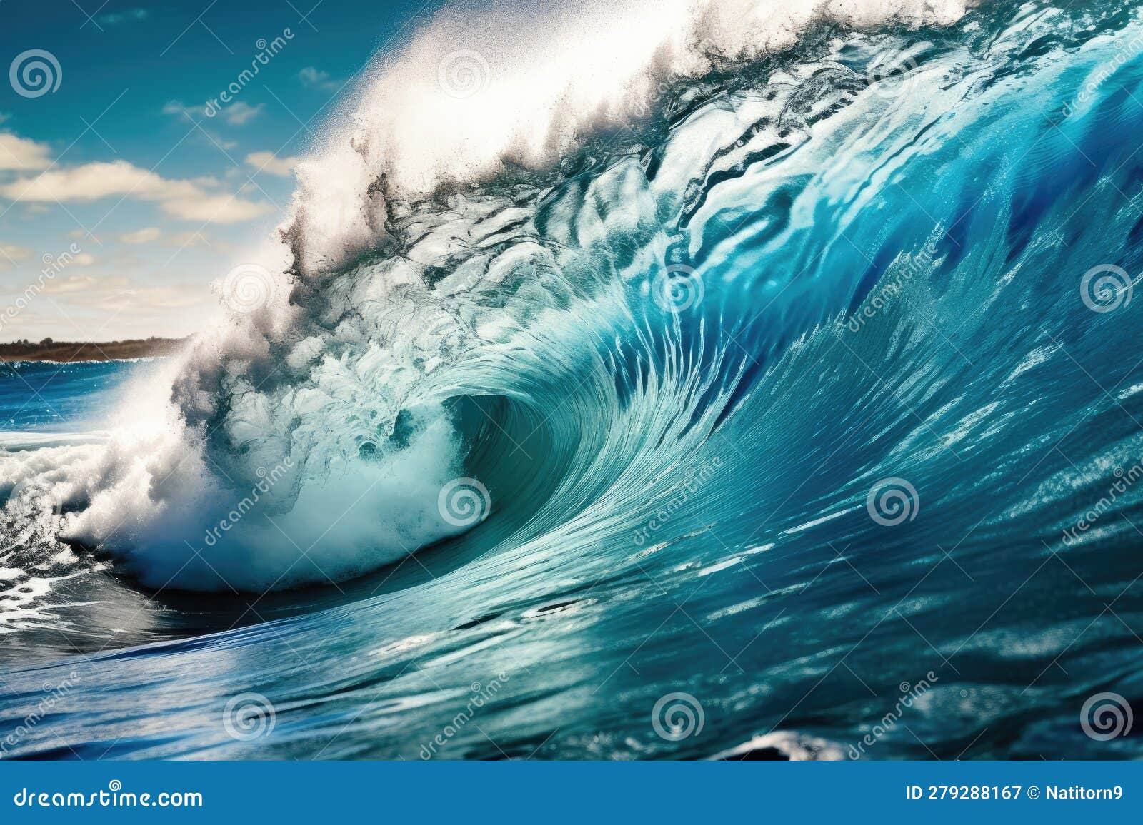 Emerald Ocean Waves Under a Teal Sky with Light Maroon Hues AI ...