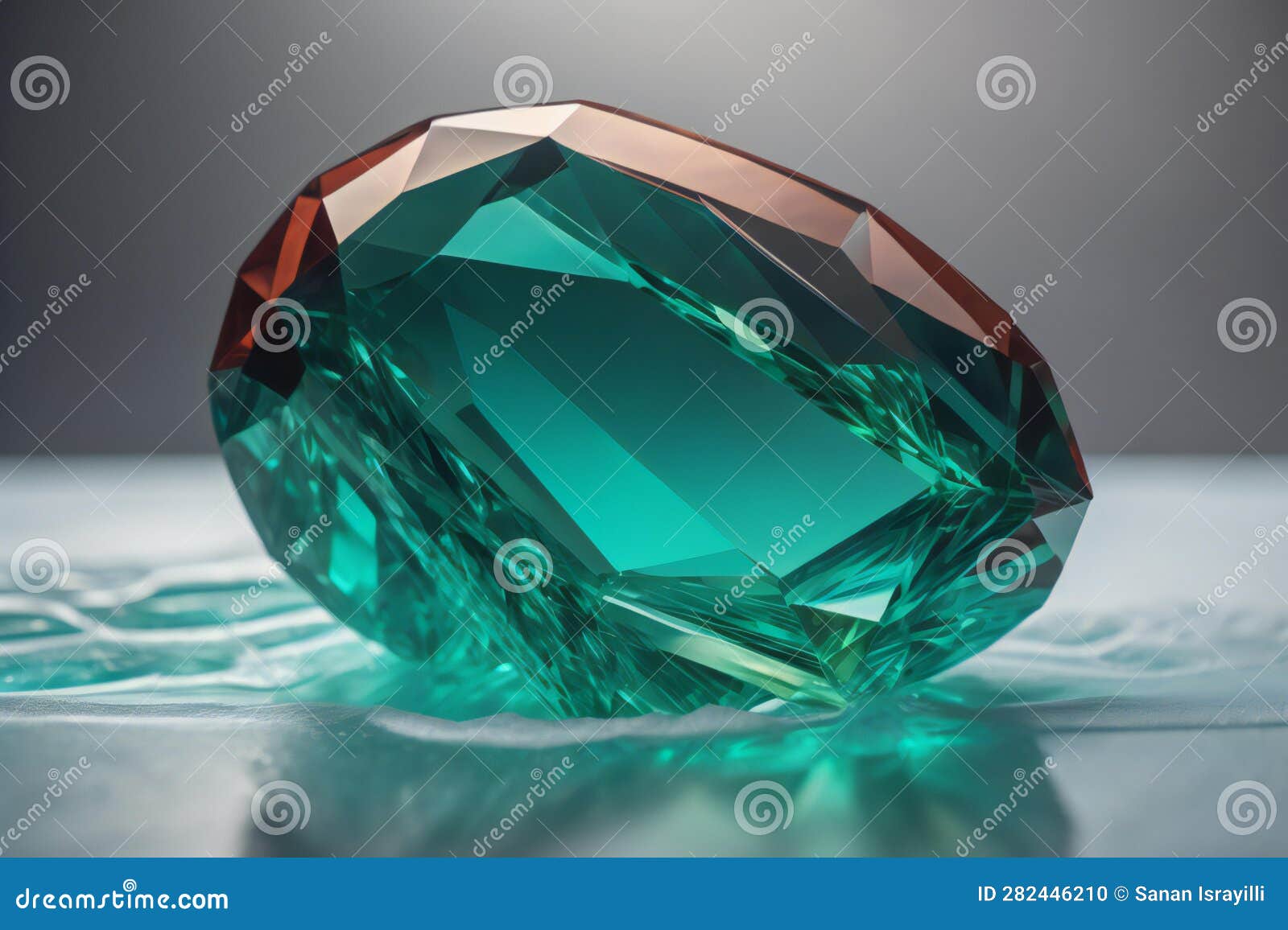 Emerald on a Reflective Surface. Shallow Depth of Field Stock ...