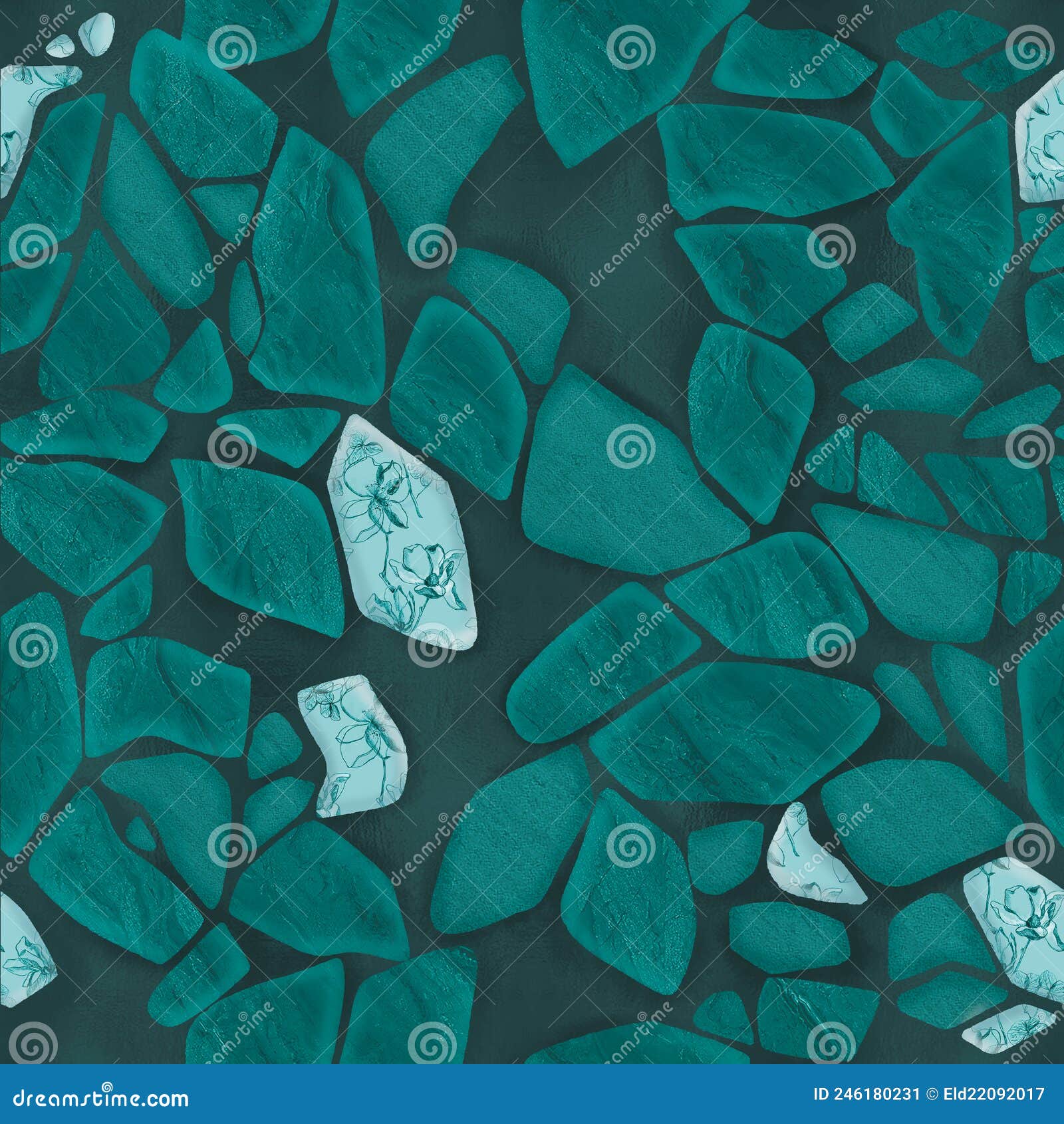 Emerald Seamless Pattern with Cracked Ceramic Tile Texture. Kintsugi ...