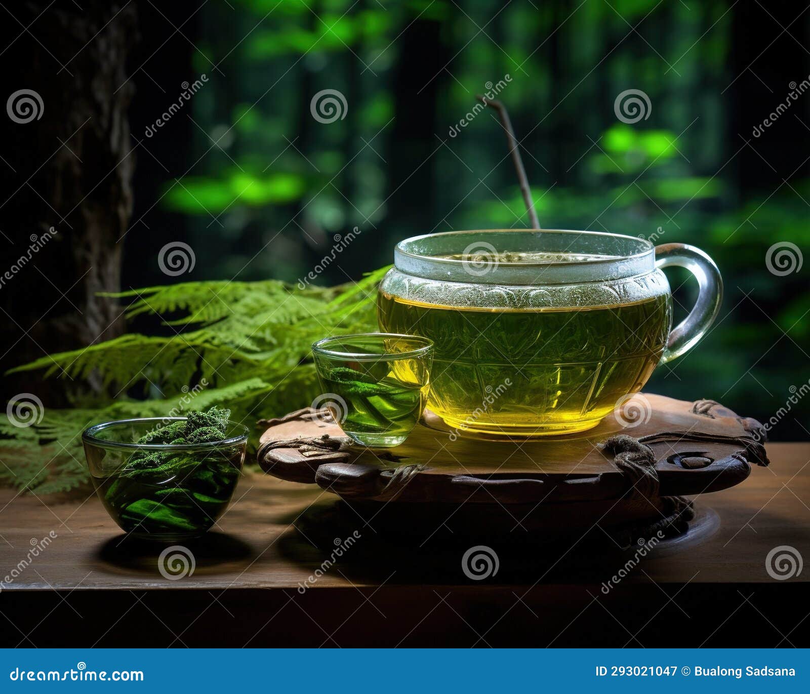 The Emerald Tea Was Created Using Tools. Stock Illustration ...