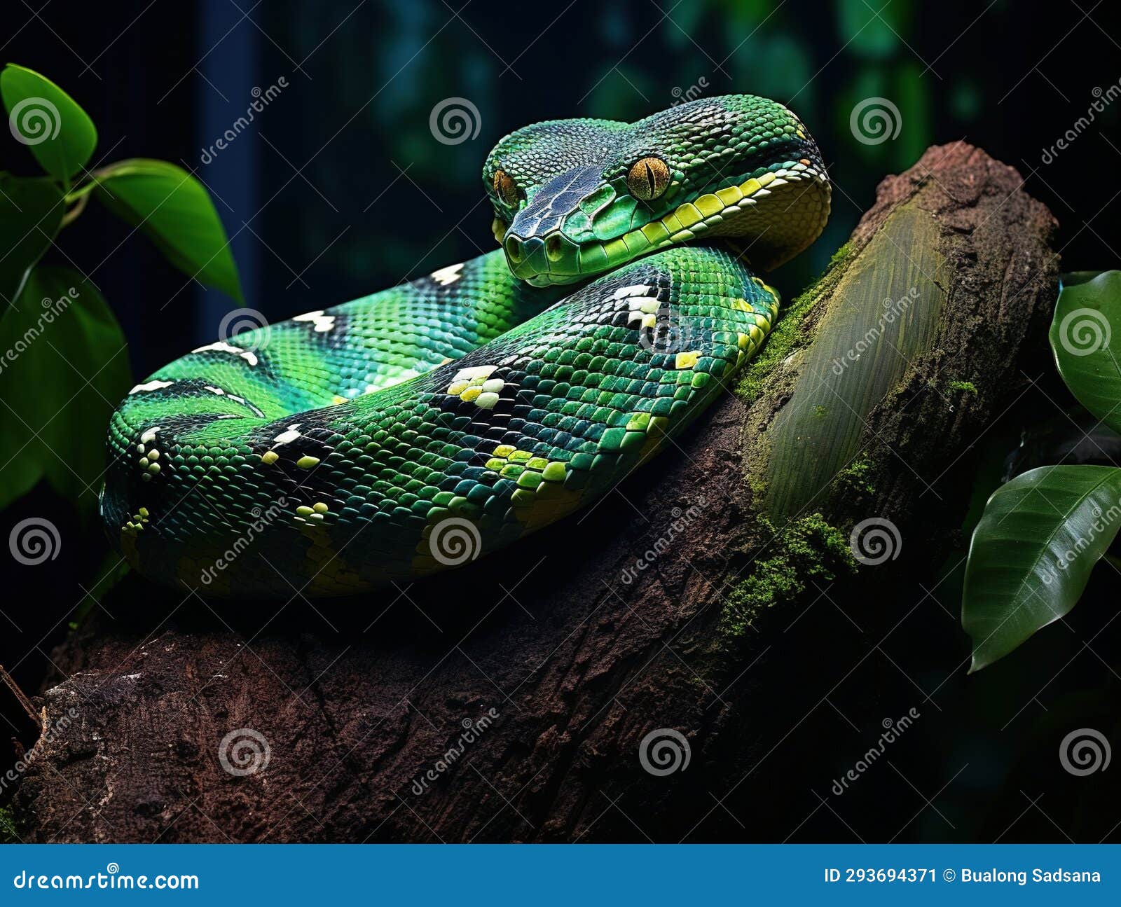 Emerald Tree Boa stock illustration. Illustration of reptiles - 293694371