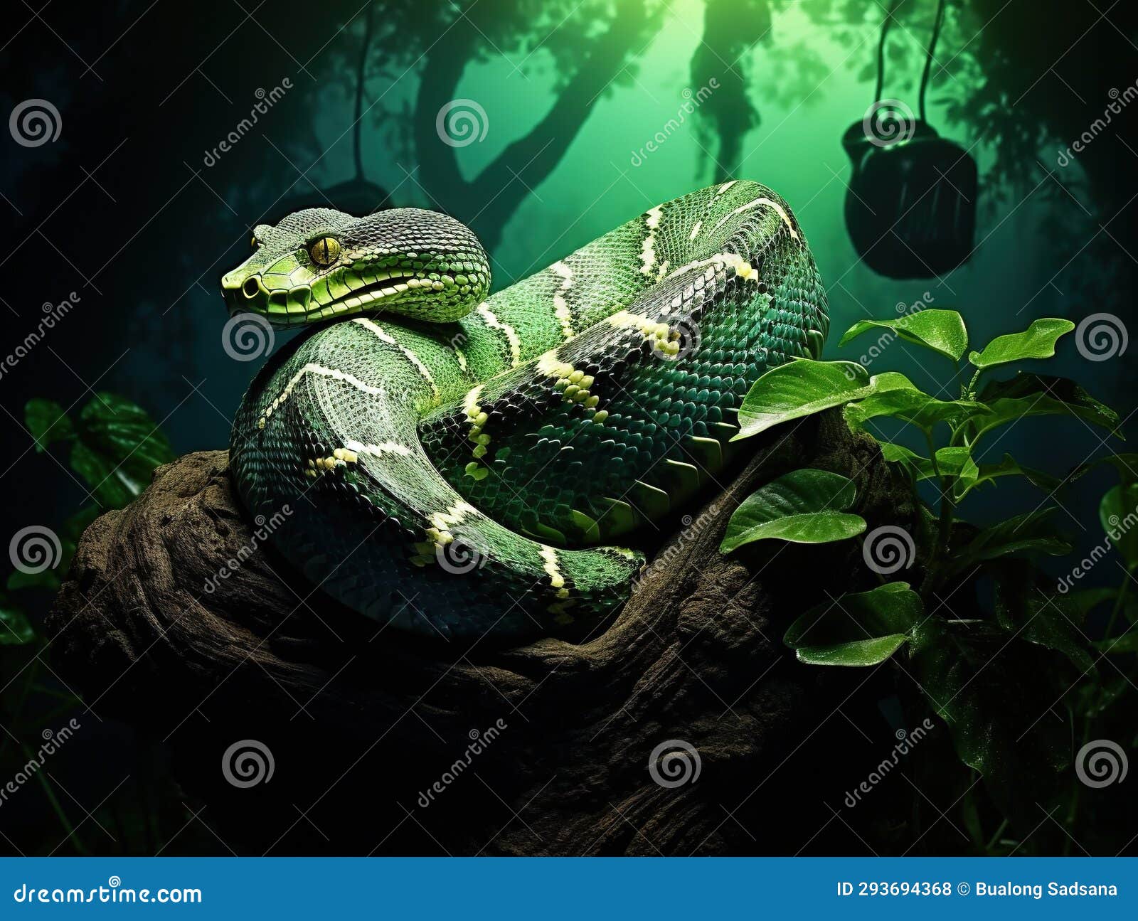 Ai Generated Illustration Wildlife Concept of Emerald Tree Boa Stock ...