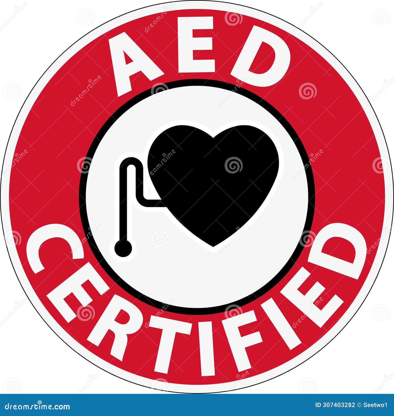 Emergency AED Certified Sign, Heart with AED Stock Vector ...
