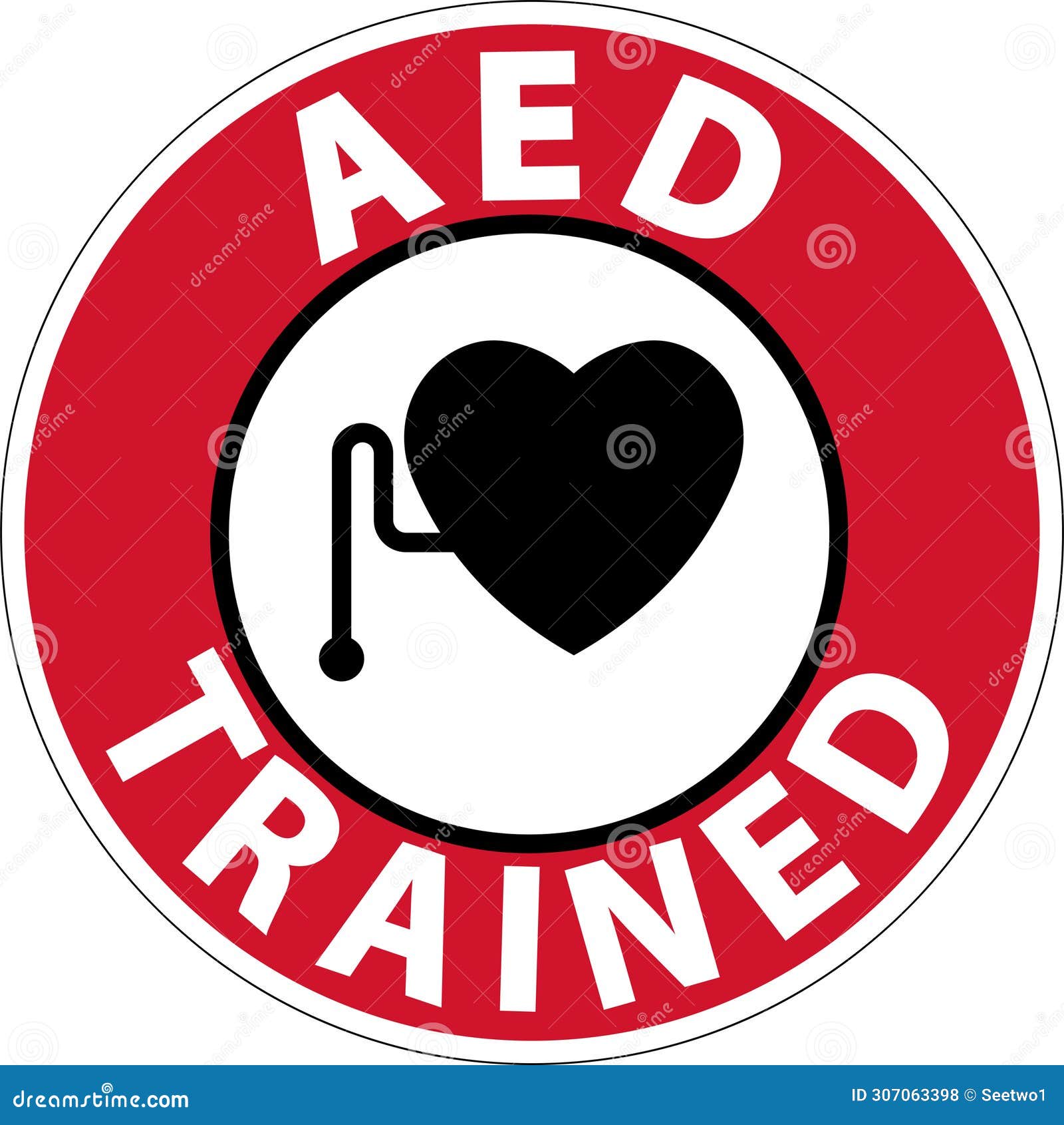 Emergency AED Trained Sign, Heart with AED Stock Vector - Illustration ...