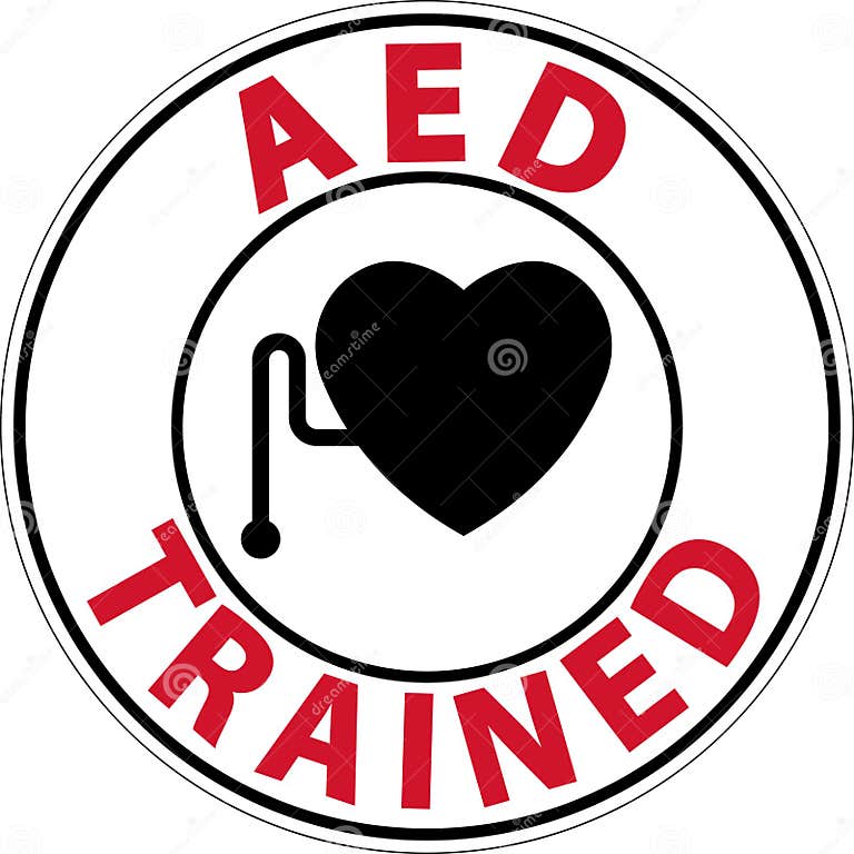 Emergency AED Trained Sign, Heart with AED Stock Vector - Illustration ...