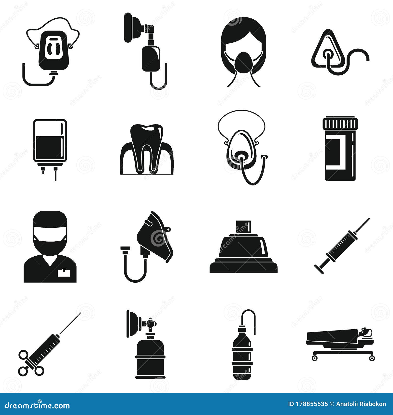 Emergency Anesthesia Icons Set, Simple Style Stock Vector ...