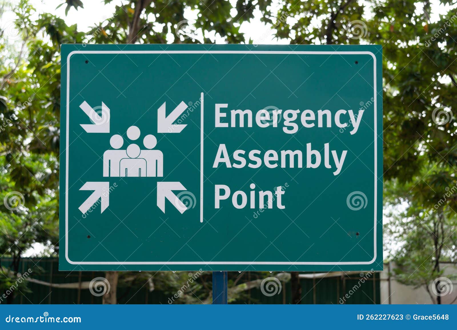 Emergency Assembly Point Sign in the Park Stock Image - Image of escape ...