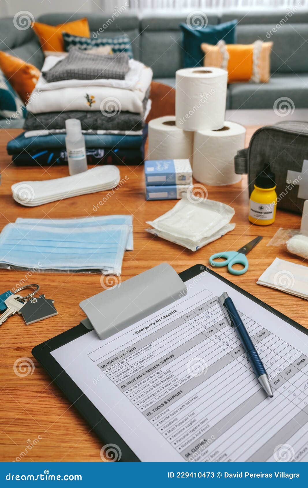 Emergency Backpack Checklist with Necessities Prepared Stock Image ...
