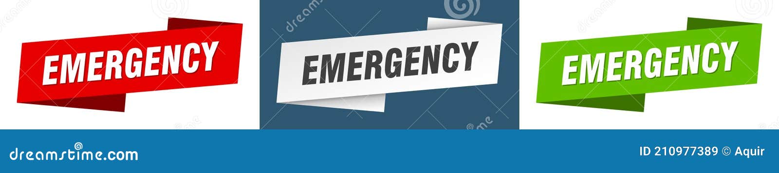 Emergency Banner. Emergency Ribbon Label Sign Set Stock Vector ...
