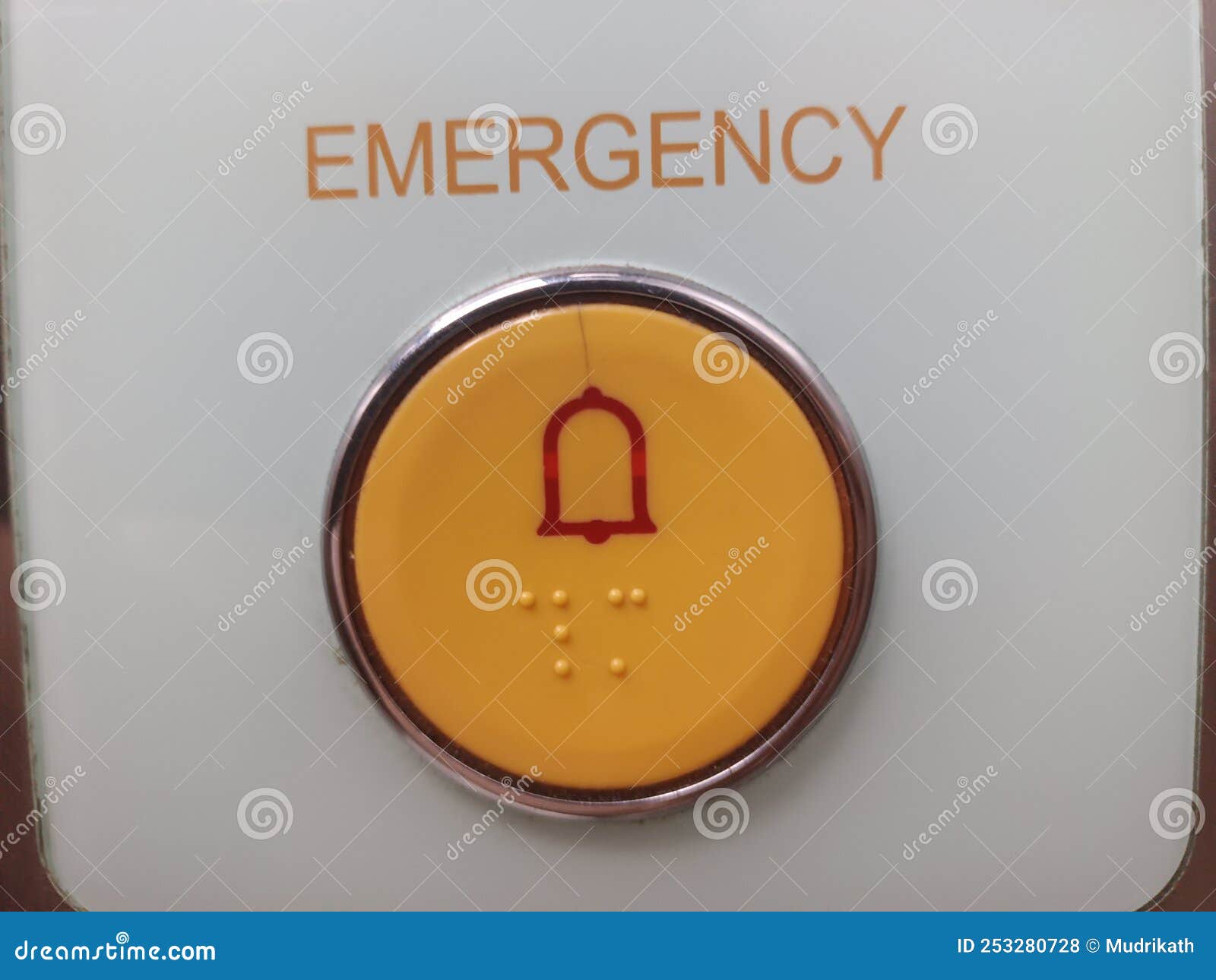 Emergency bell in the lift stock photo. Image of label - 253280728