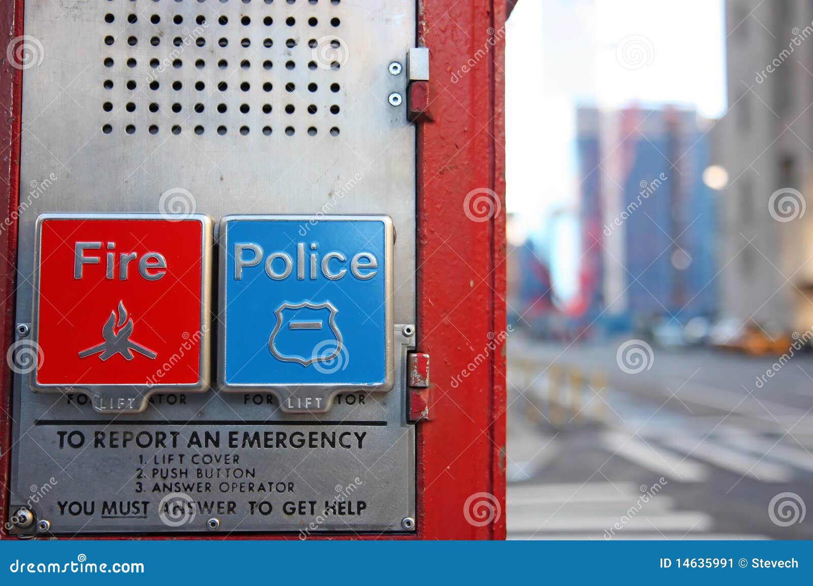 Emergency box in New York stock image. Image of green - 14635991