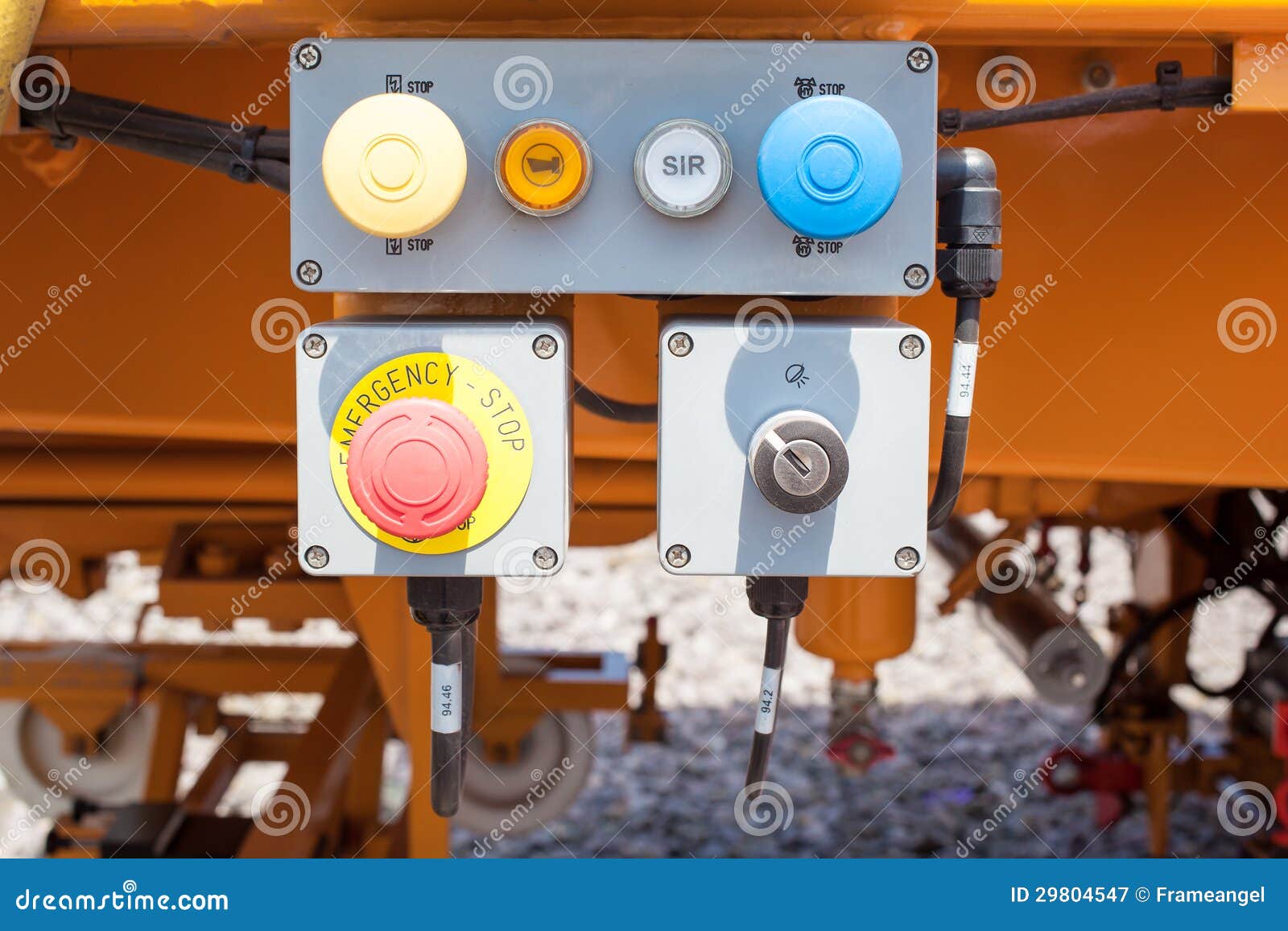 Emergency Button on Control Panel Stock Image - Image of electrical ...