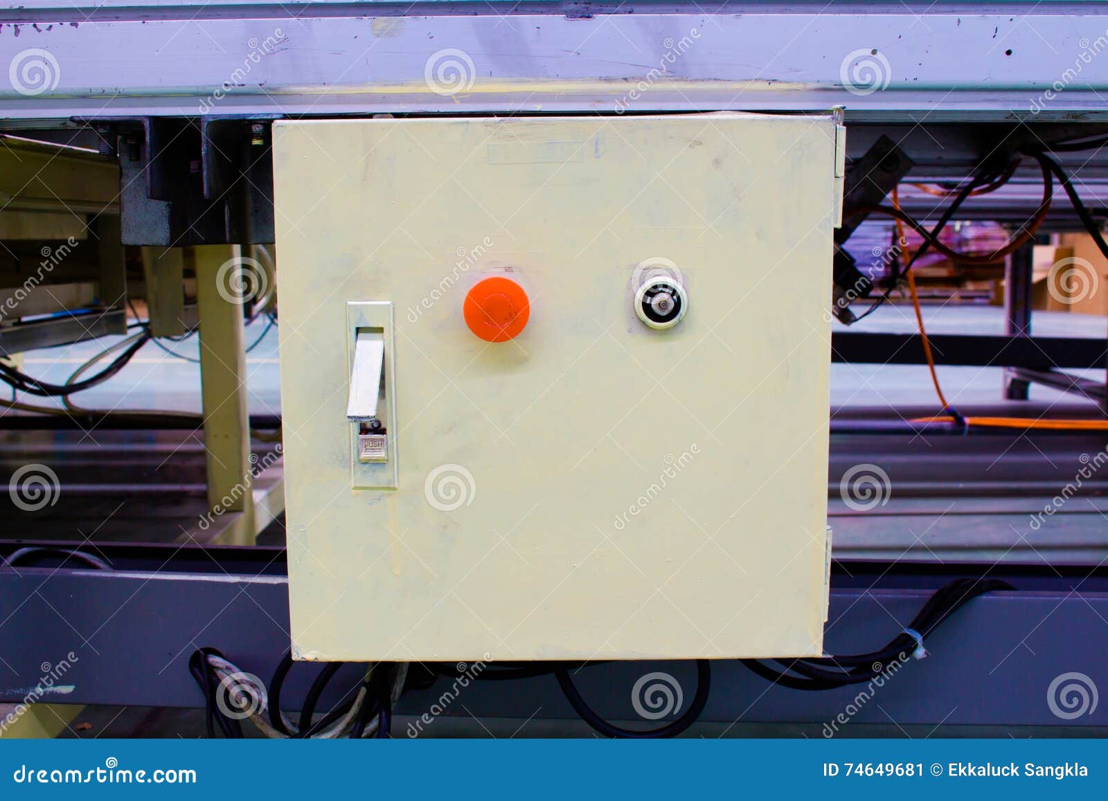 Emergency Button on the Door of Control Box Stock Image - Image of stop ...