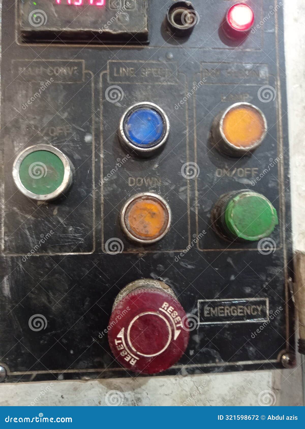 Emergency Button on a Machine and There are Several Other Buttons Stock ...