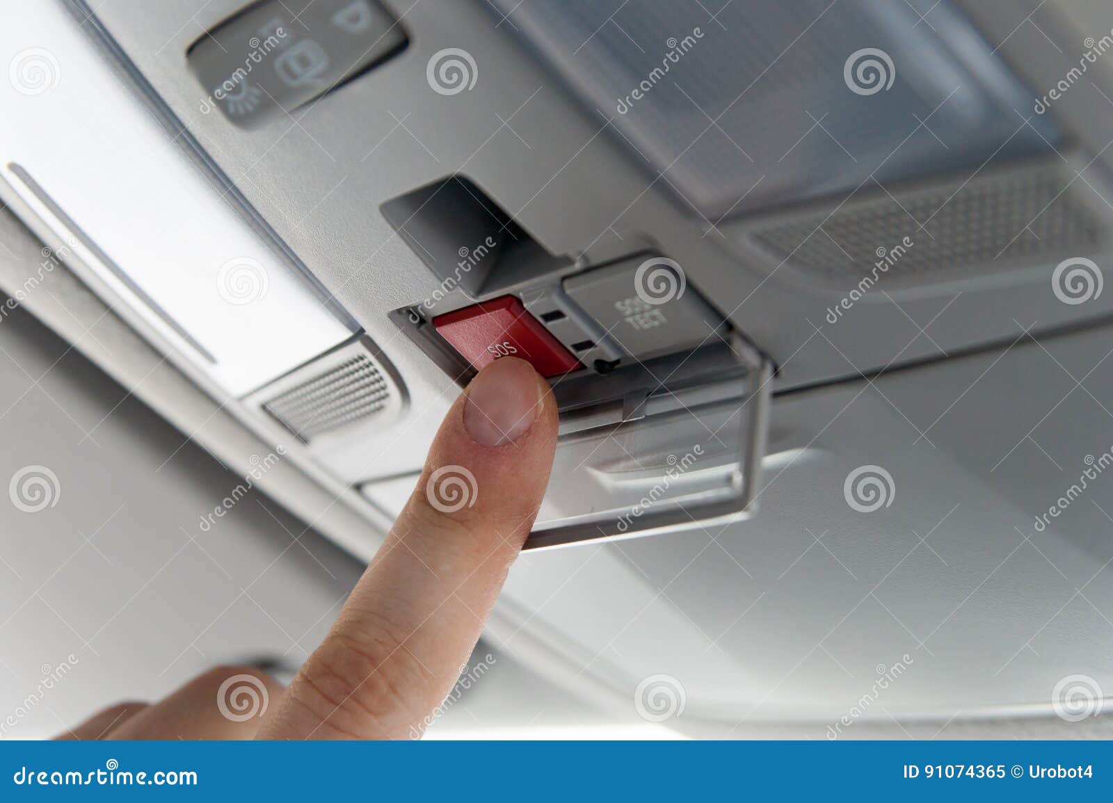 Emergency Button in Passenger Car Stock Image - Image of finger ...