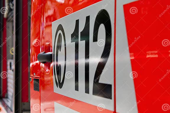 Emergency Call 112 on an Ambulance Stock Image - Image of alarm ...