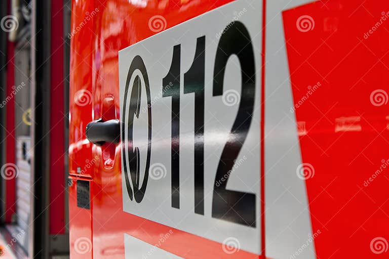 Emergency Call 112 on an Ambulance Stock Image - Image of alarm ...