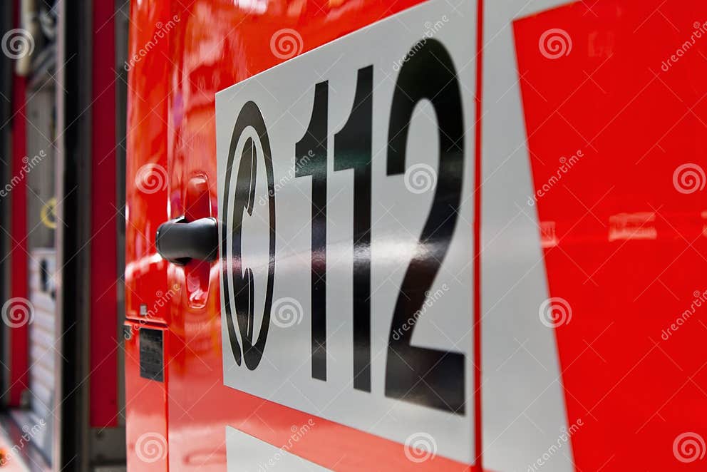 Emergency Call 112 on an Ambulance Stock Image - Image of alarm ...
