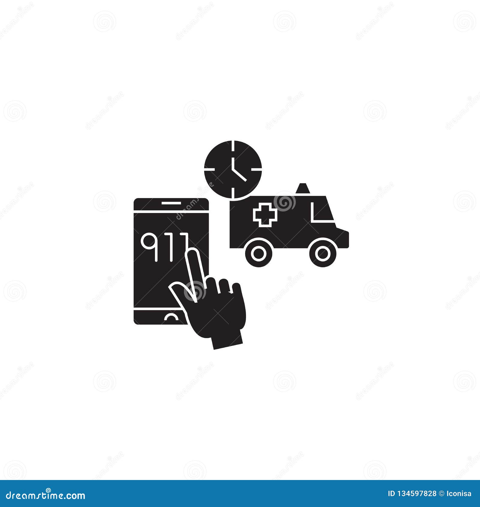 Emergency Call Black Vector Concept Icon. Emergency Call Flat ...