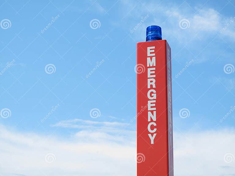 Emergency Call Box Sign with Blue Strobe. Stock Photo - Image of phone ...