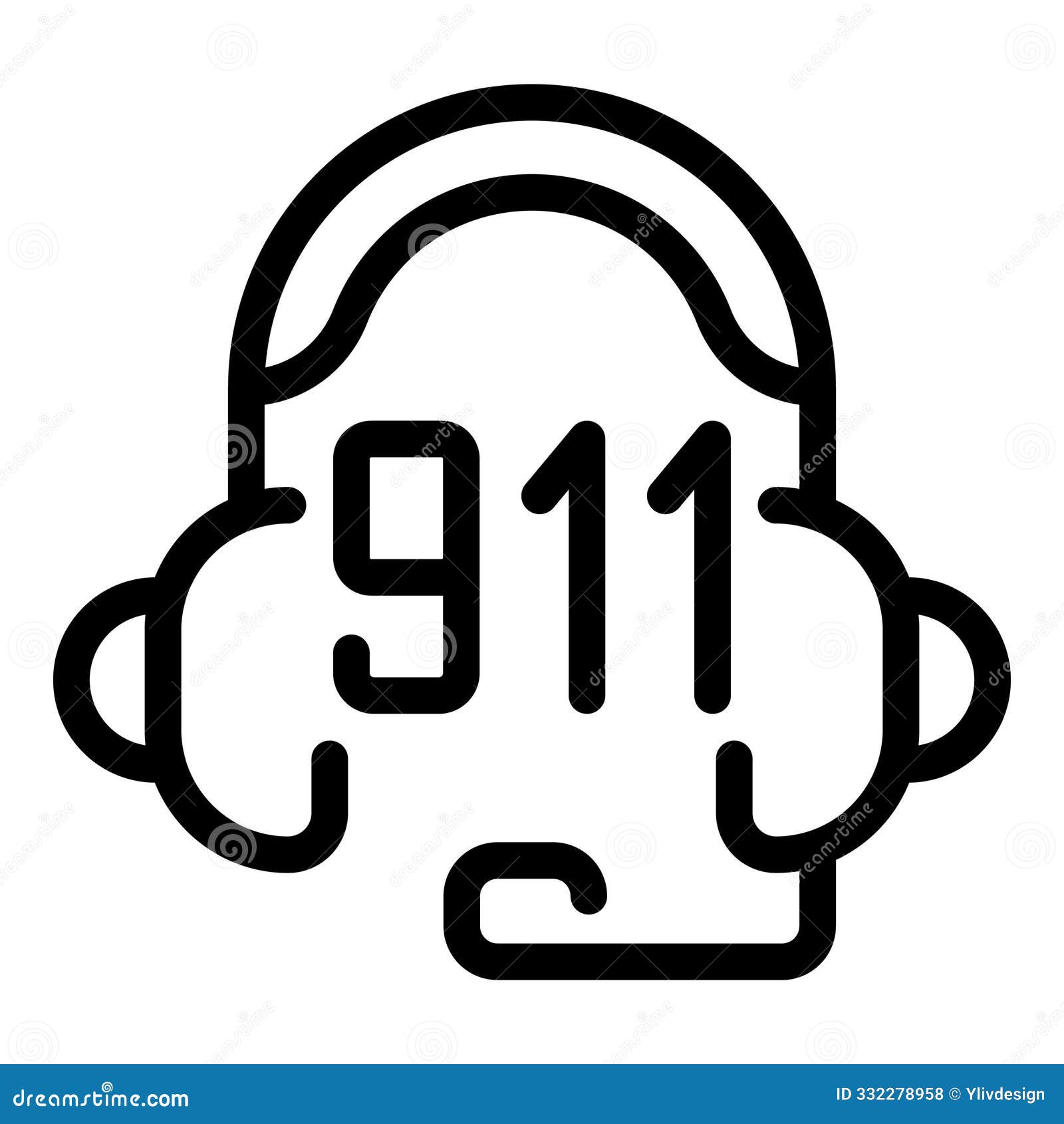 Emergency Call Center Operator Symbol with Headset and 911 Number Stock ...