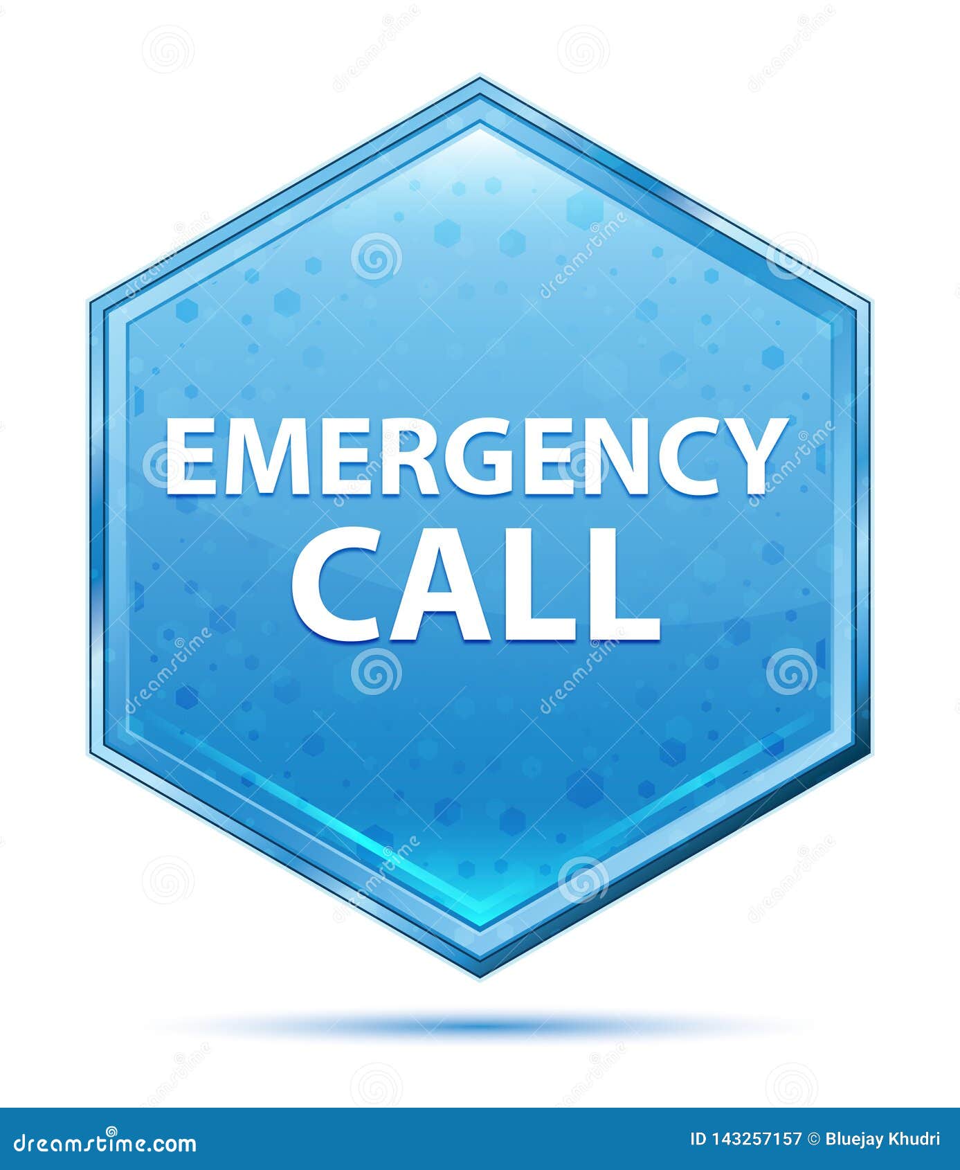Emergency Call Crystal Blue Hexagon Button Stock Illustration ...