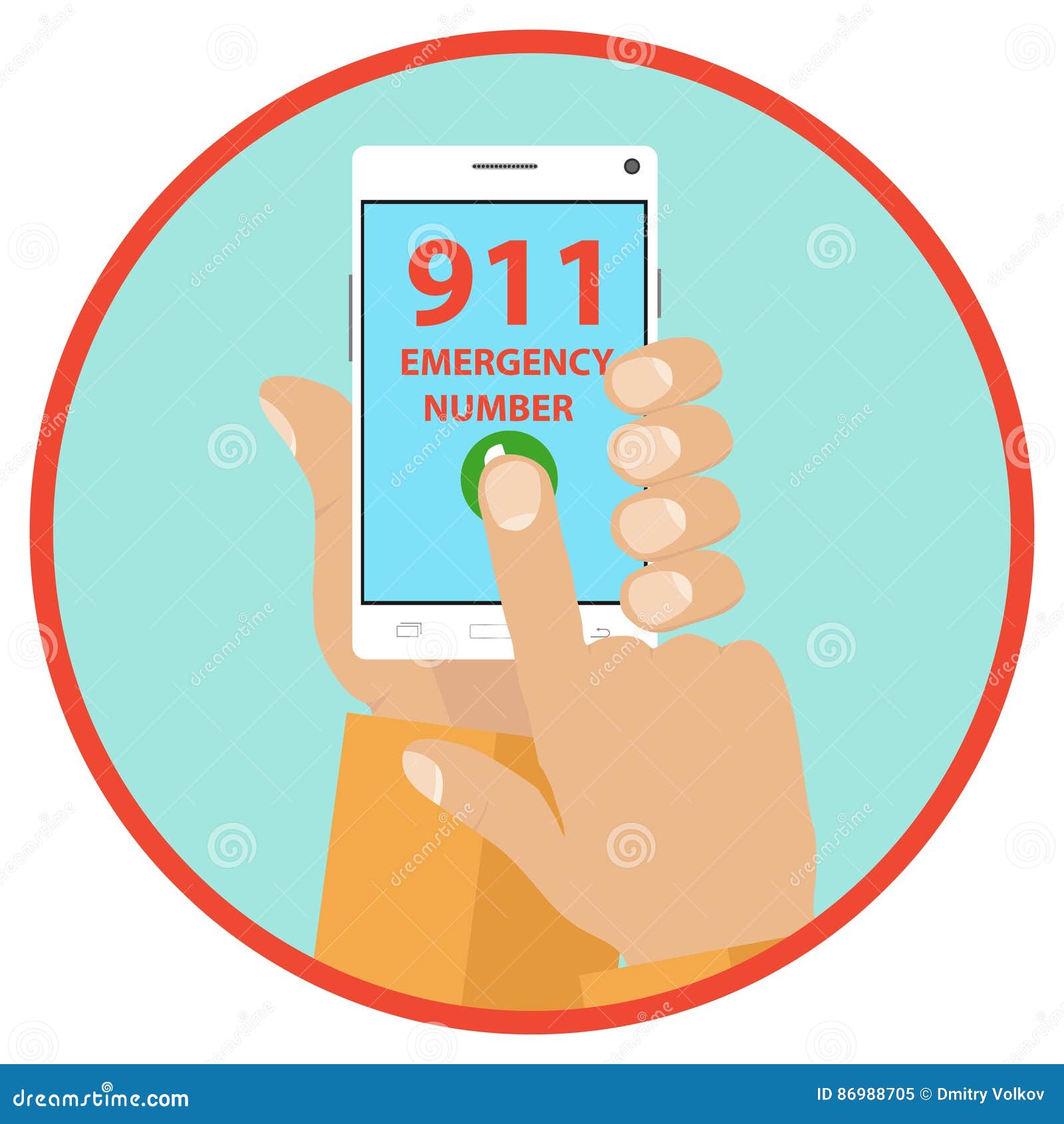 Emergency call stock vector. Illustration of cellphone - 86988705